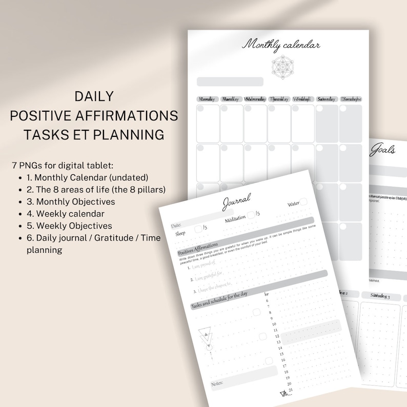 Monthly Calendar "achieve Your Goals"_downloadable Pdf_undated ...