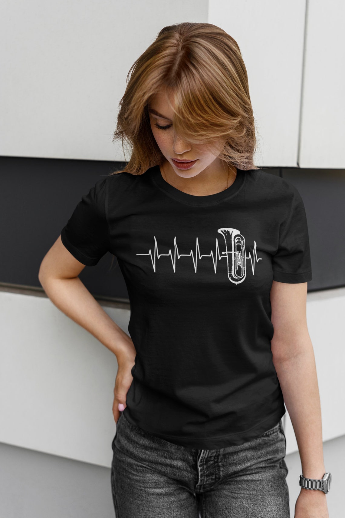 Heartbeat Tuba Shirt, Unisex Tee, Funny Tuba T-shirt, Tubist Tshirt ...