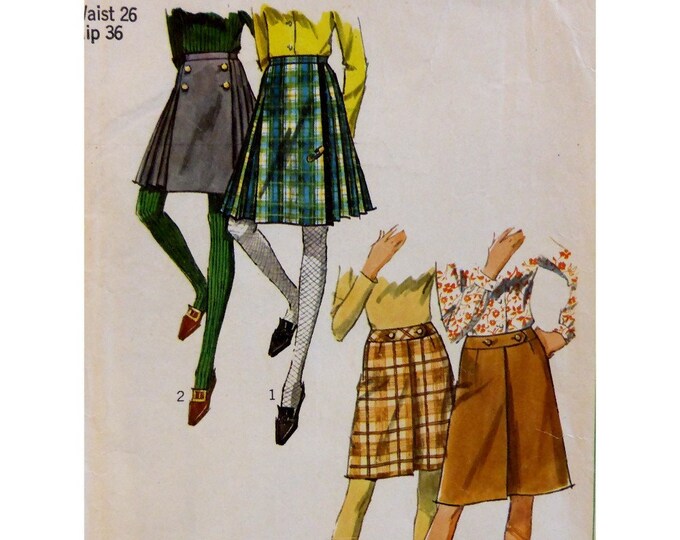 Pleated Mini Skirt Pattern, Kilt, A Line, Contour Waist, Button Band ...