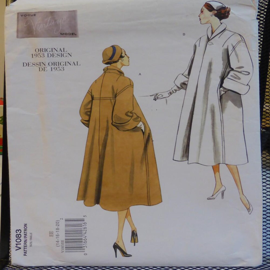 Retro 50s Flared Coat Pattern, Flip Collar, Roll Back Cuffs, Dropped ...