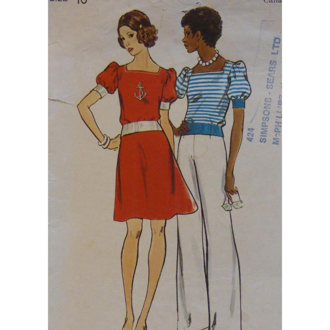 Puff Sleeve Top Pattern, Stretch Fabric, Rib Banding, Flared Skirt ...