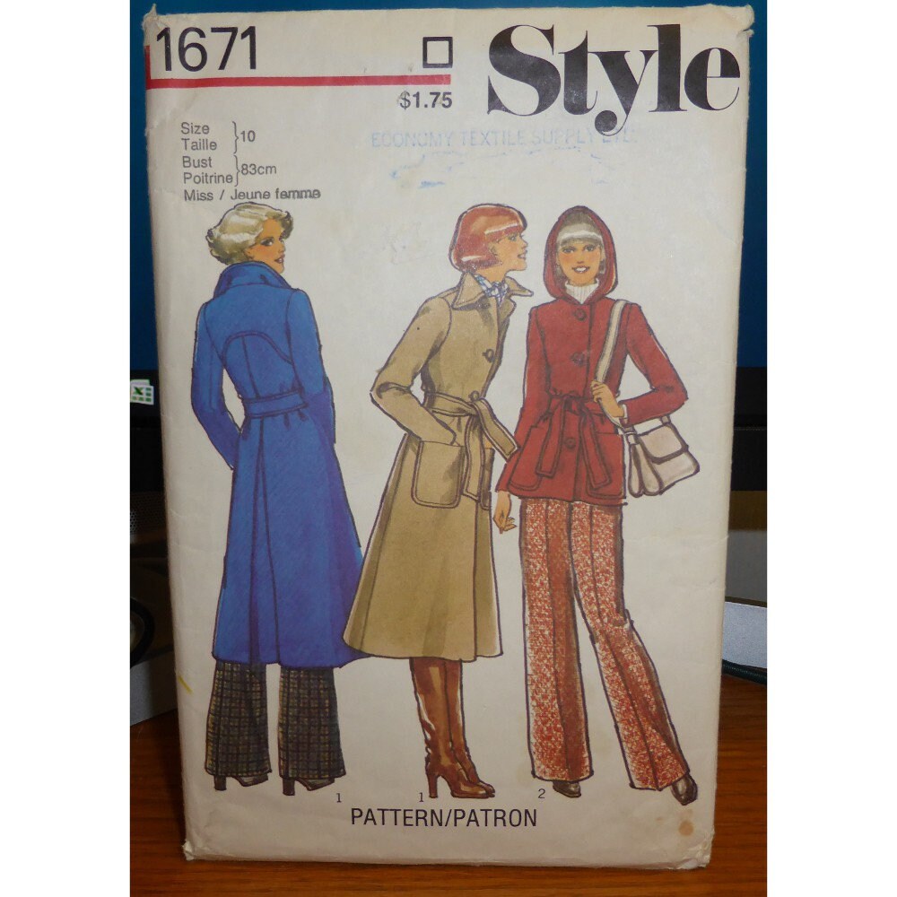 70s Trench Style Coat Pattern Back Curved Yoke Lined Patch - Etsy