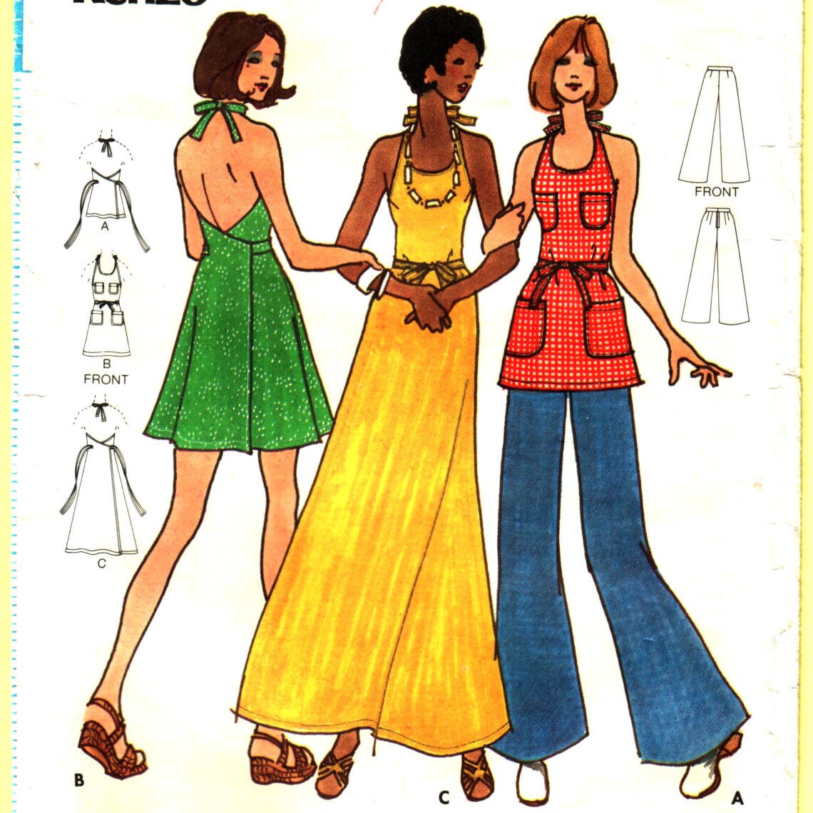 Kenzo Boho Wrap Dress Pattern, Maxidress, Minidress, Halter Top ...