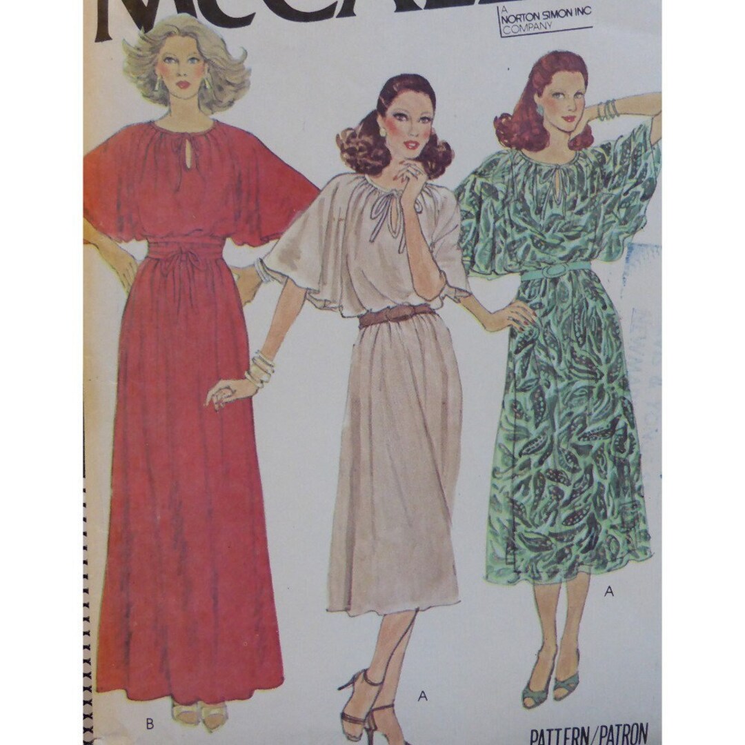 Pullover Dress Pattern, Flutter Sleeves, Gathered Tie Neck, Blouson ...