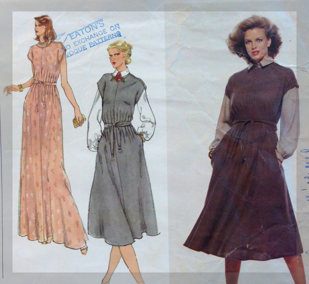 Geoffrey Beene Tuck Waist Dress Pattern, Flared, Cap Sleeves, Long ...