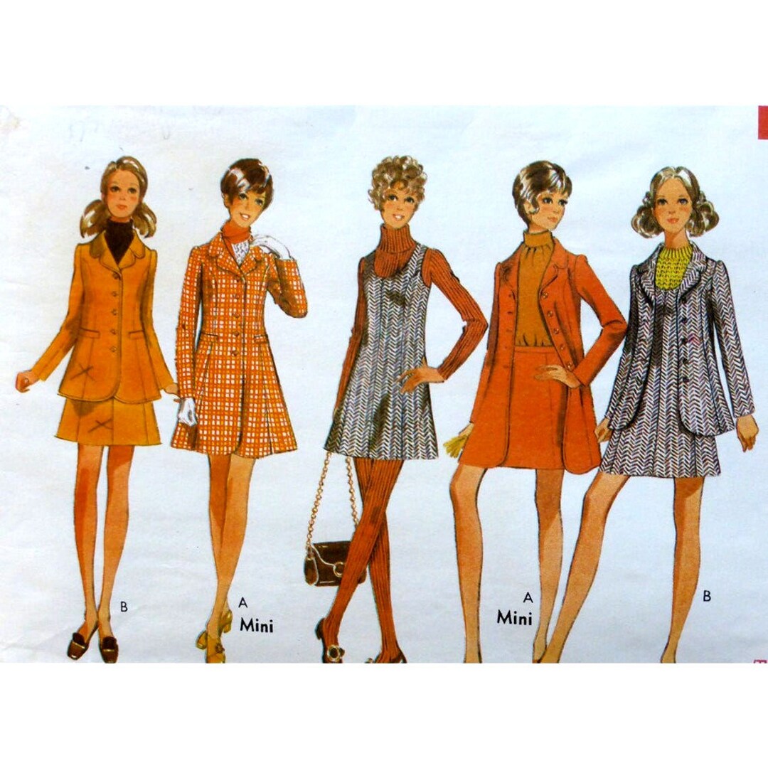 Flared Coat Pattern, Lined, Mini Length, Long Jacket, Notched Collar ...