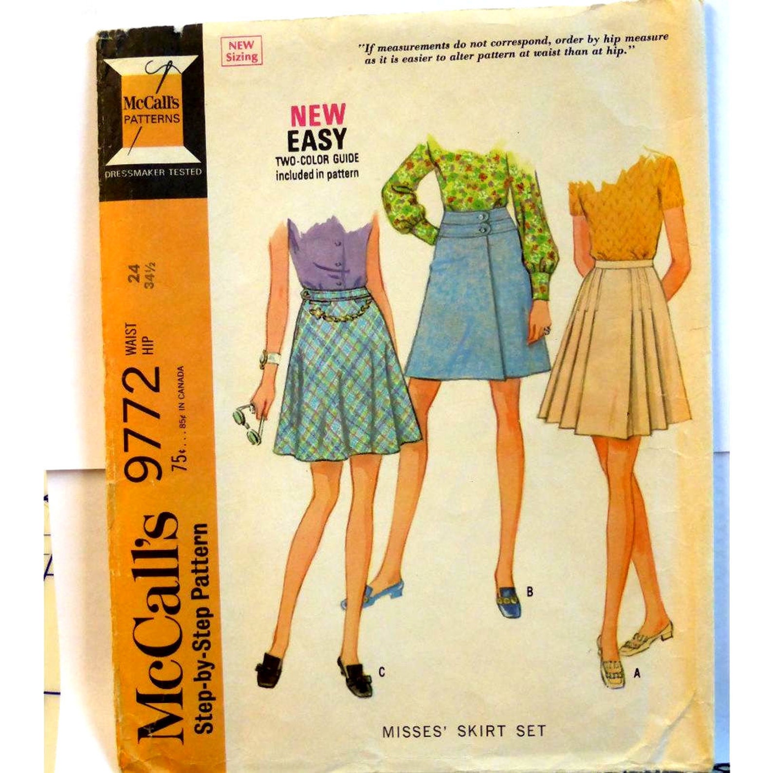 60s Front Pleat Mini- Skirt Pattern, Plain Back, Wrap Skirt, Double ...