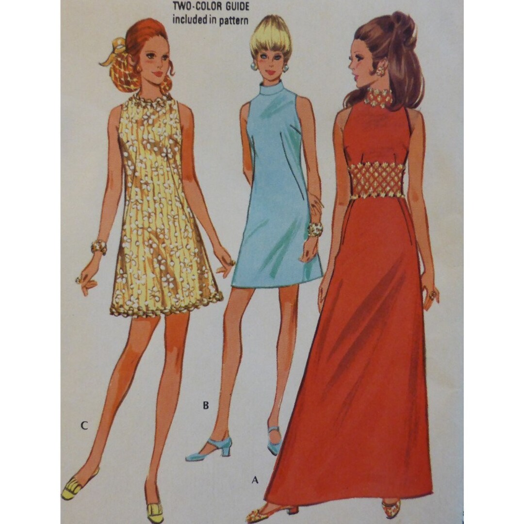 Open Shoulder Dress Pattern High Collar Sleeveless A Line - Etsy