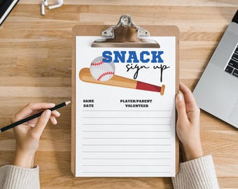 Editable Baseball Snack Sign up Sheet, Digital Download - Etsy