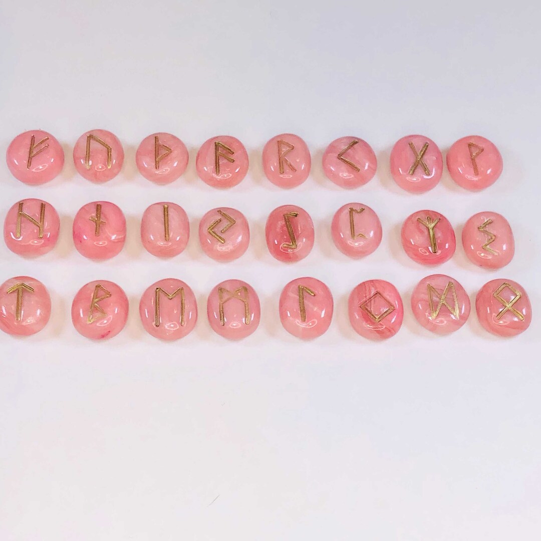 Handmade Polymer Clay Runes for Divination - Elder Futhark - Faux Rose ...