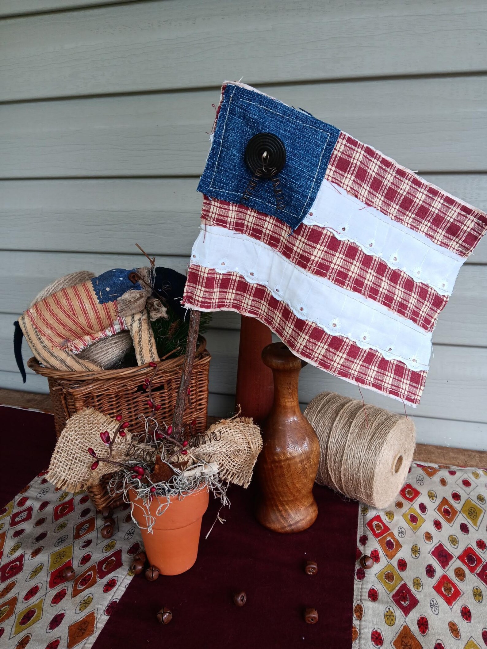 Americana Flag Display, in Terracotta Pot - Etsy
