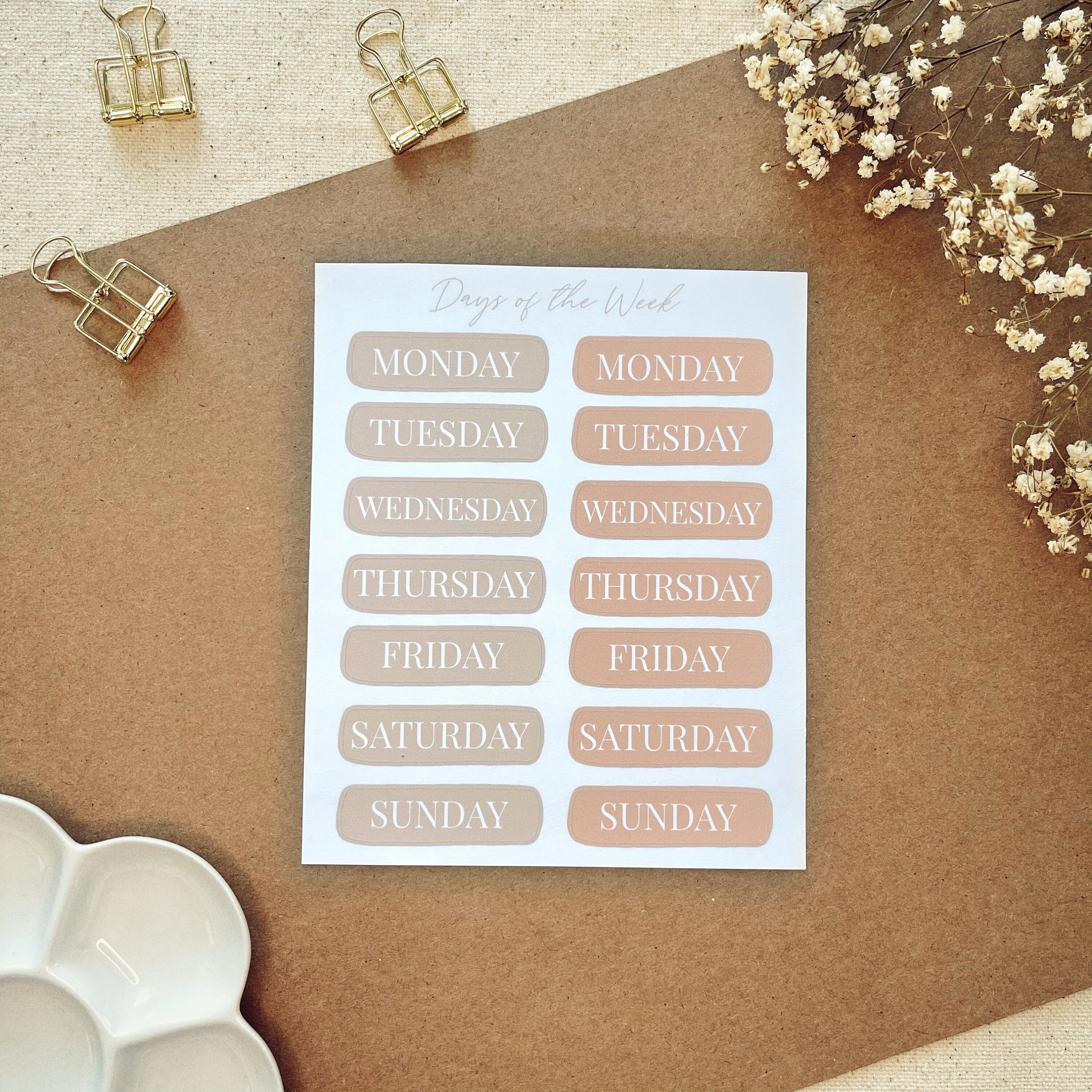 Days of the Week Planner Stickers Bullet Journal Weekly - Etsy