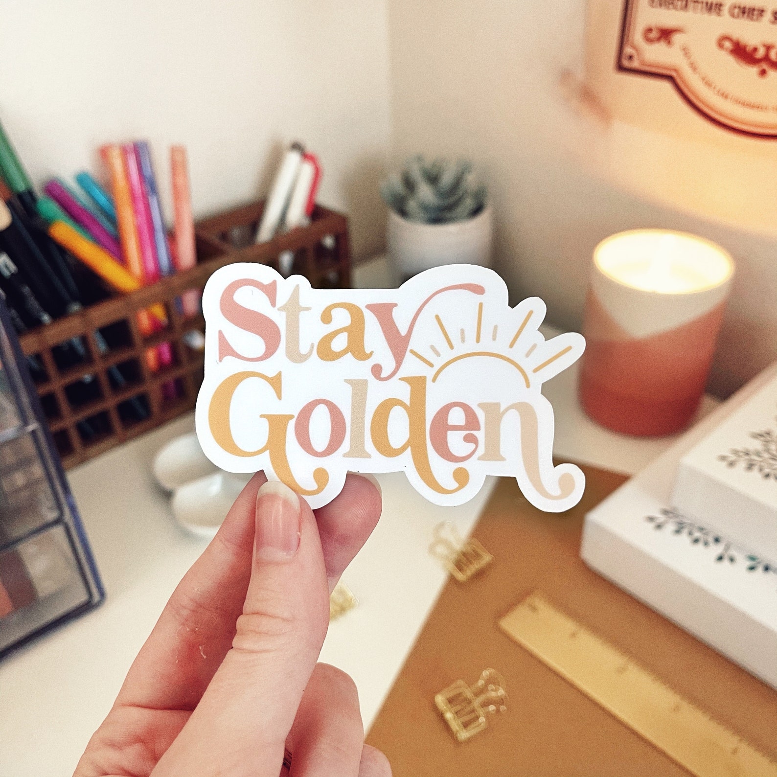 Stay Golden Sticker Waterproof Sticker Die Cut Quote - Etsy