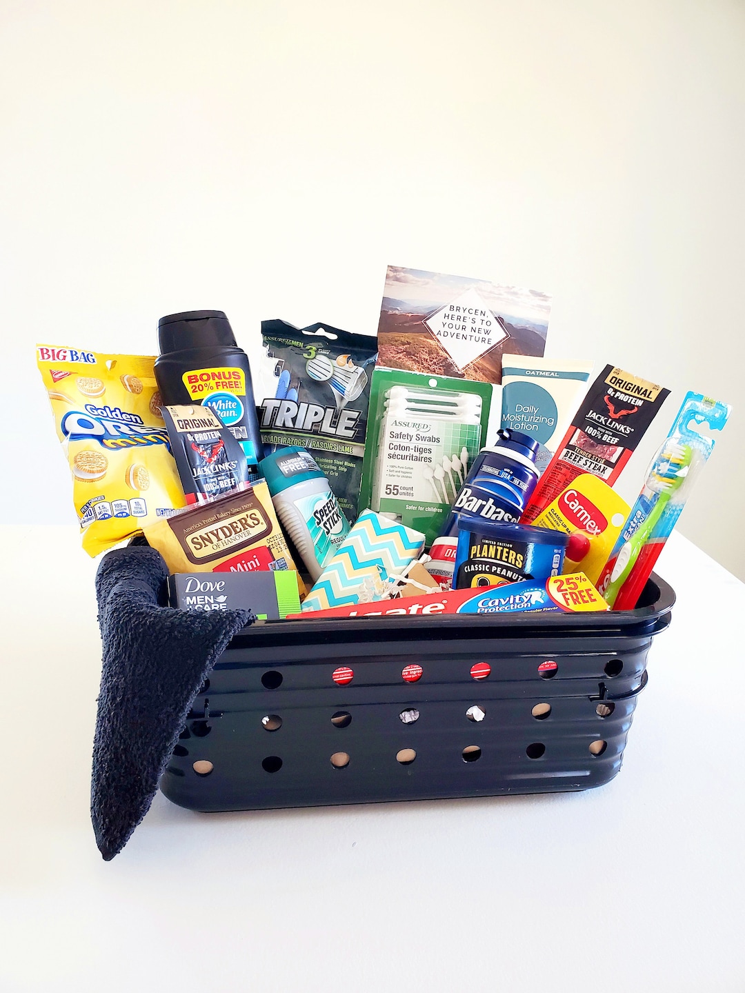 Men's Toiletry Gift Basket | College Care Package, Snacks Included - Etsy