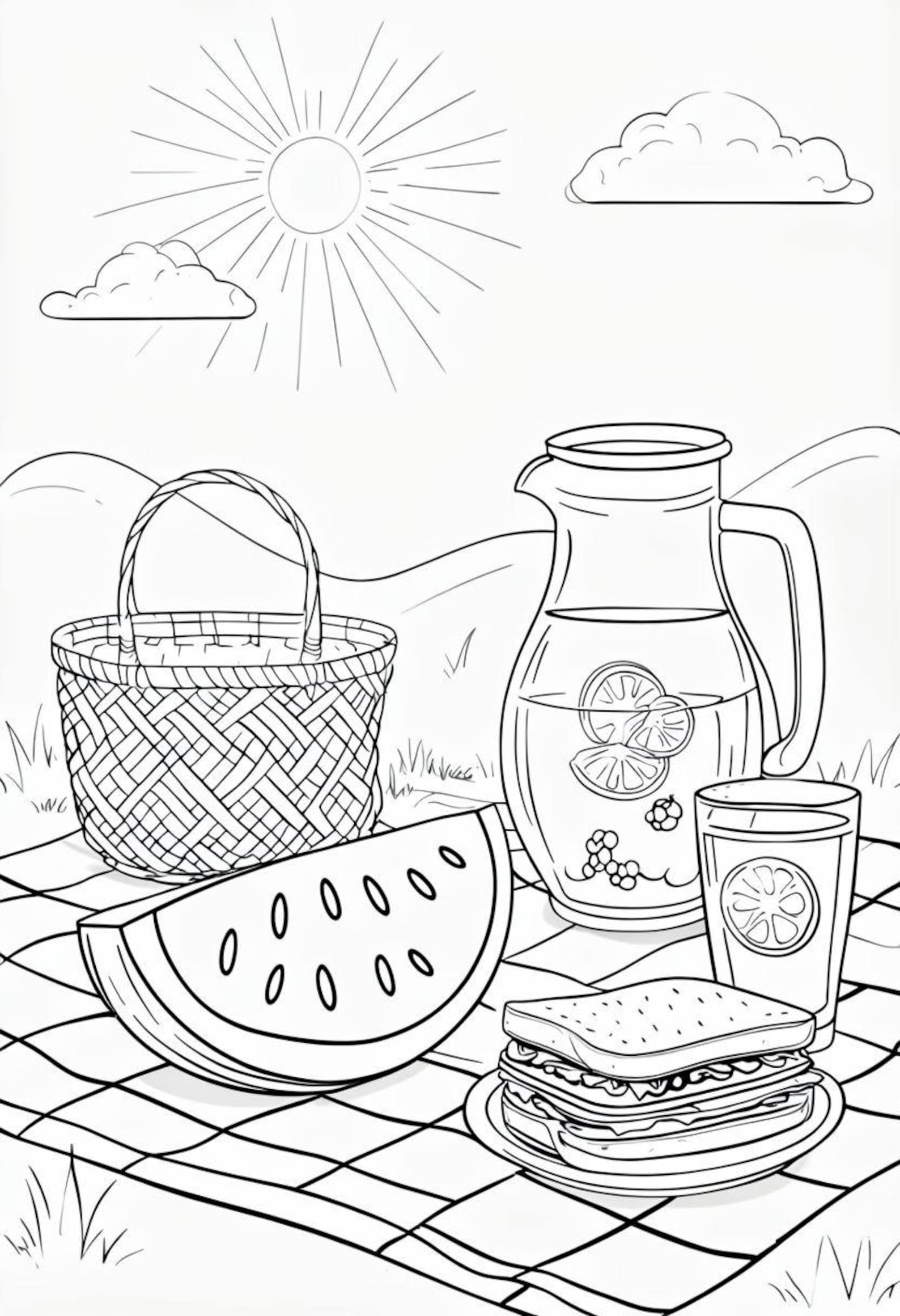 Printable Food Themed Coloring Pages - Set of 3, Coloring Pages for ...