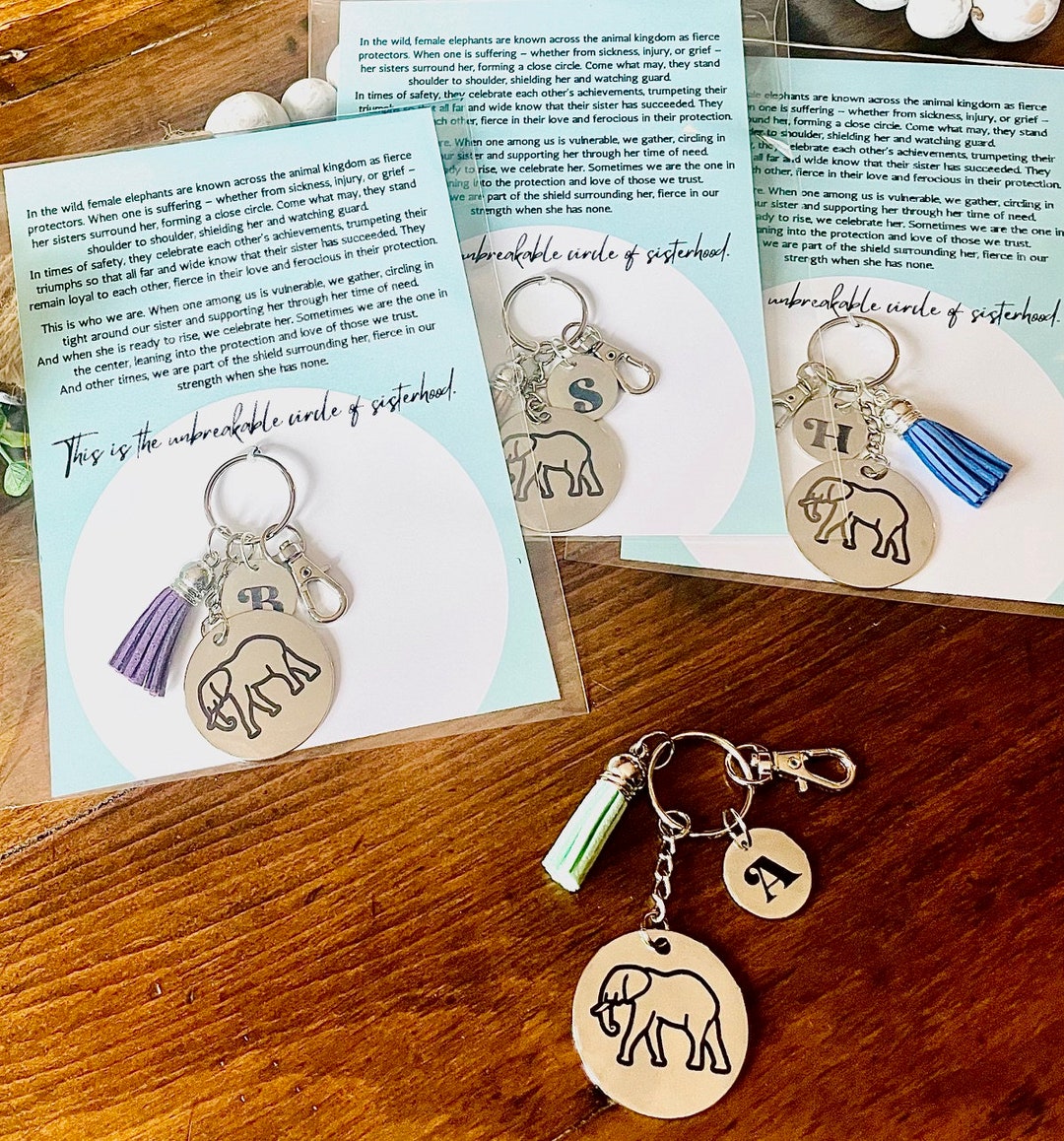 Personalized Elephant Sisterhood Keychain, Elephant Friendship Keychain ...