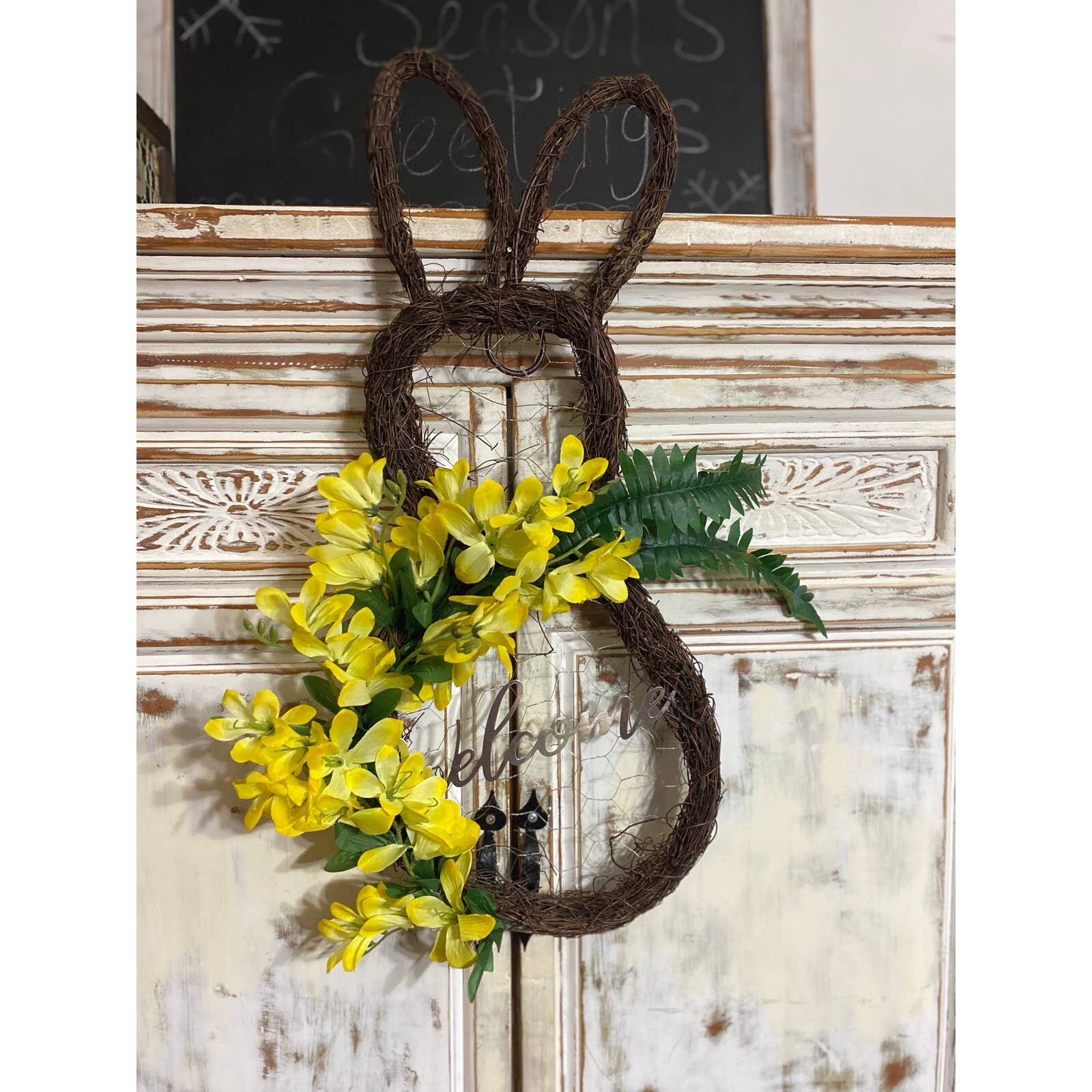 Bunny Wreath, Spring Wreath, Door Hanger, Easter Decor, Home Decor ...
