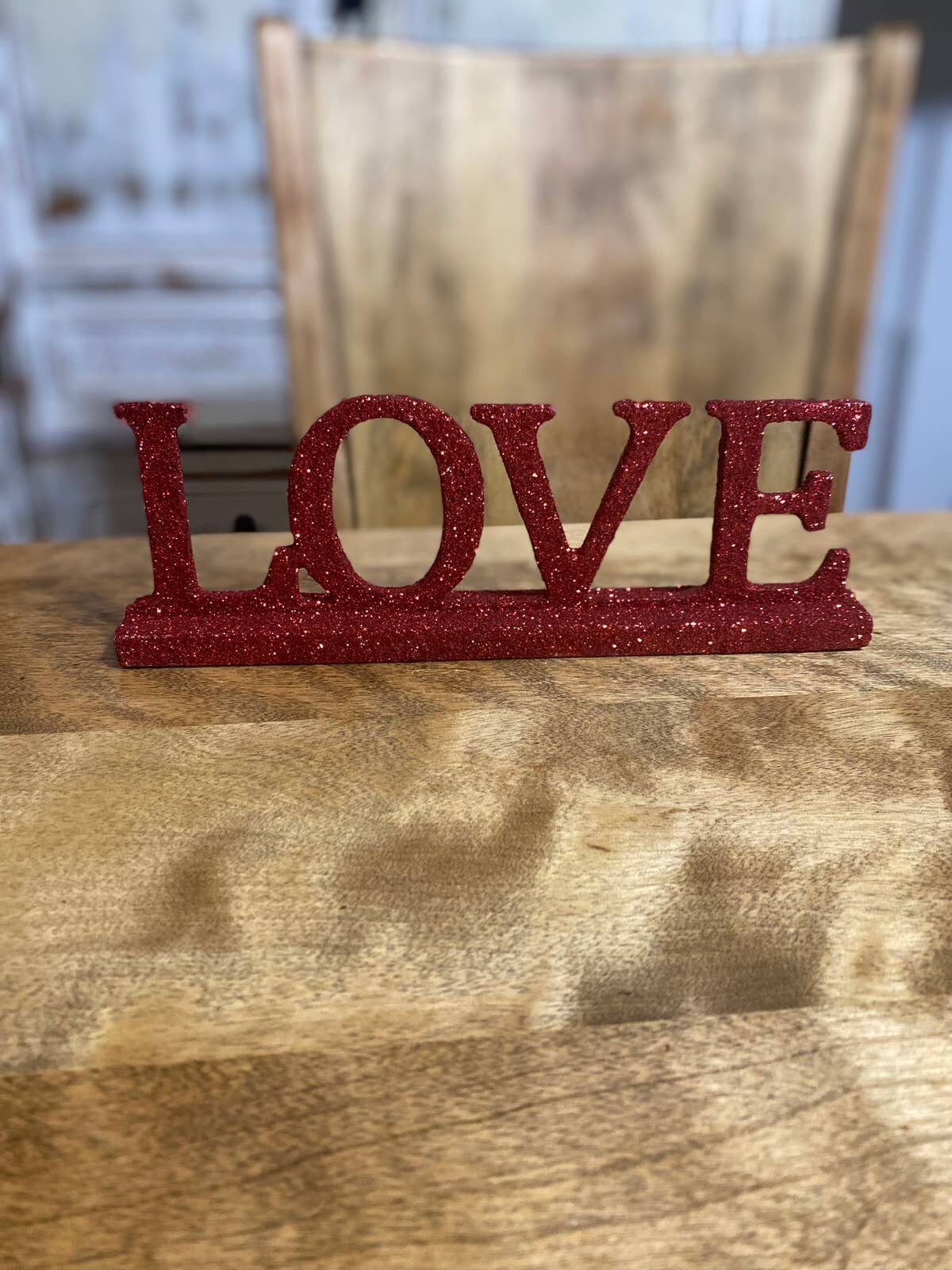 Glitter Love Sign, Red Love Sign, Valentine's Day Decor, Wooden Love ...