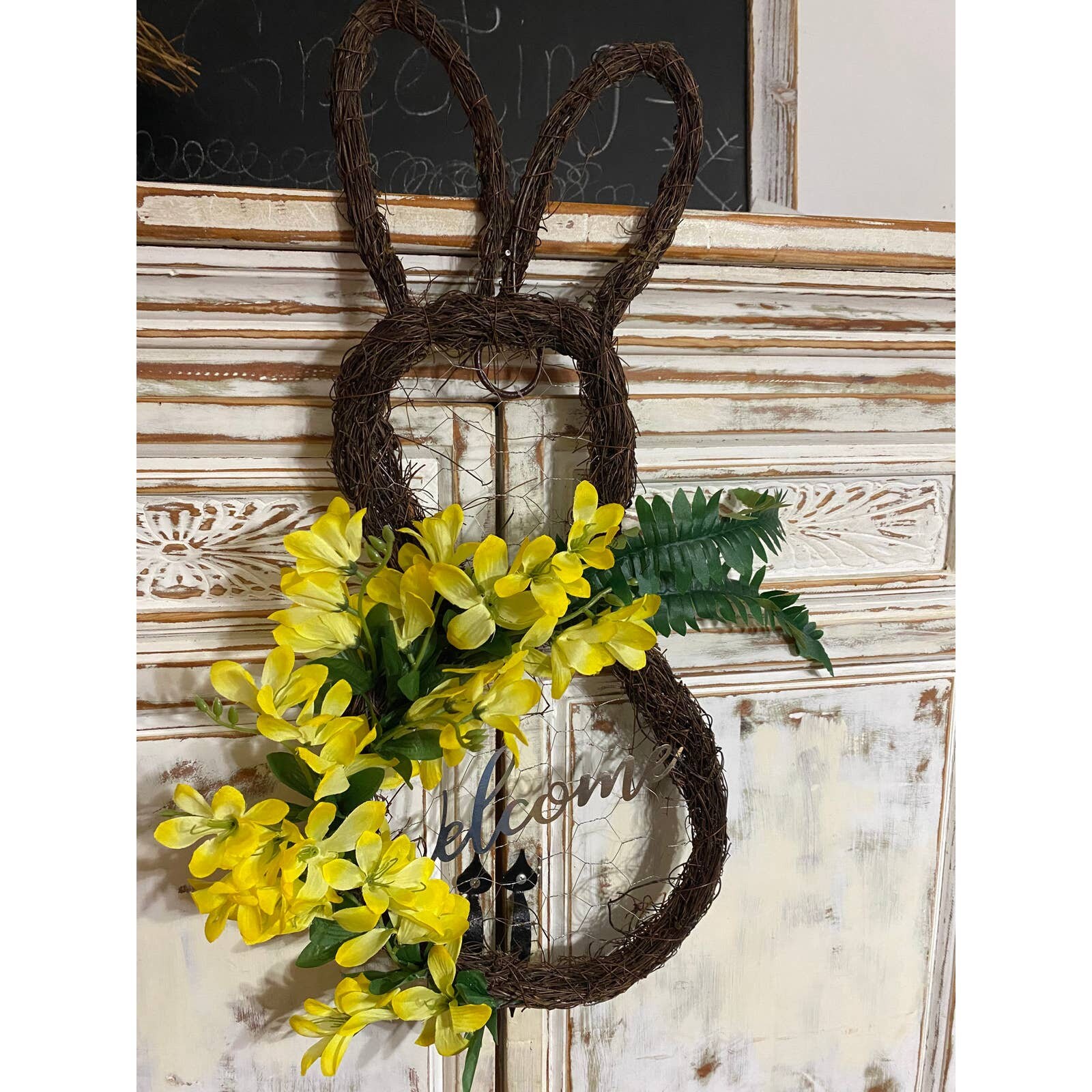 Bunny Wreath, Spring Wreath, Door Hanger, Easter Decor, Home Decor ...