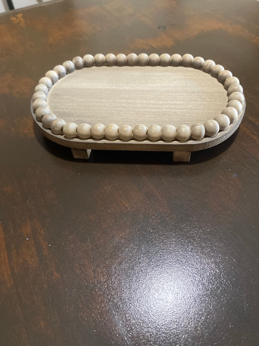 Wooden Beaded Tray, Farmhouse Tray, Rustic Tray, Home Decor, Wood Riser ...