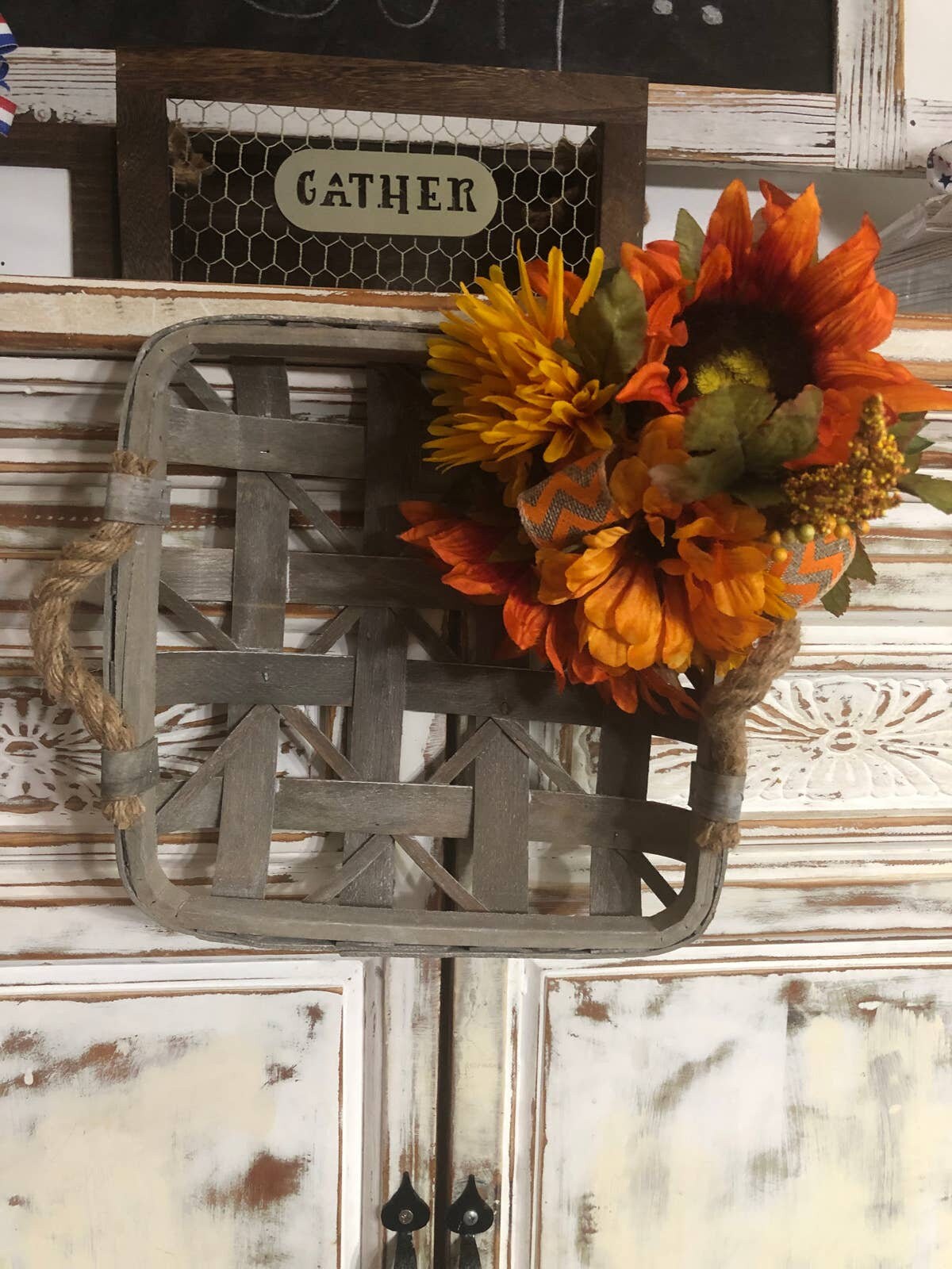 Tobacco Basket Wreath, Fall Wreath, Fall Decor, Home Decor, Home and ...