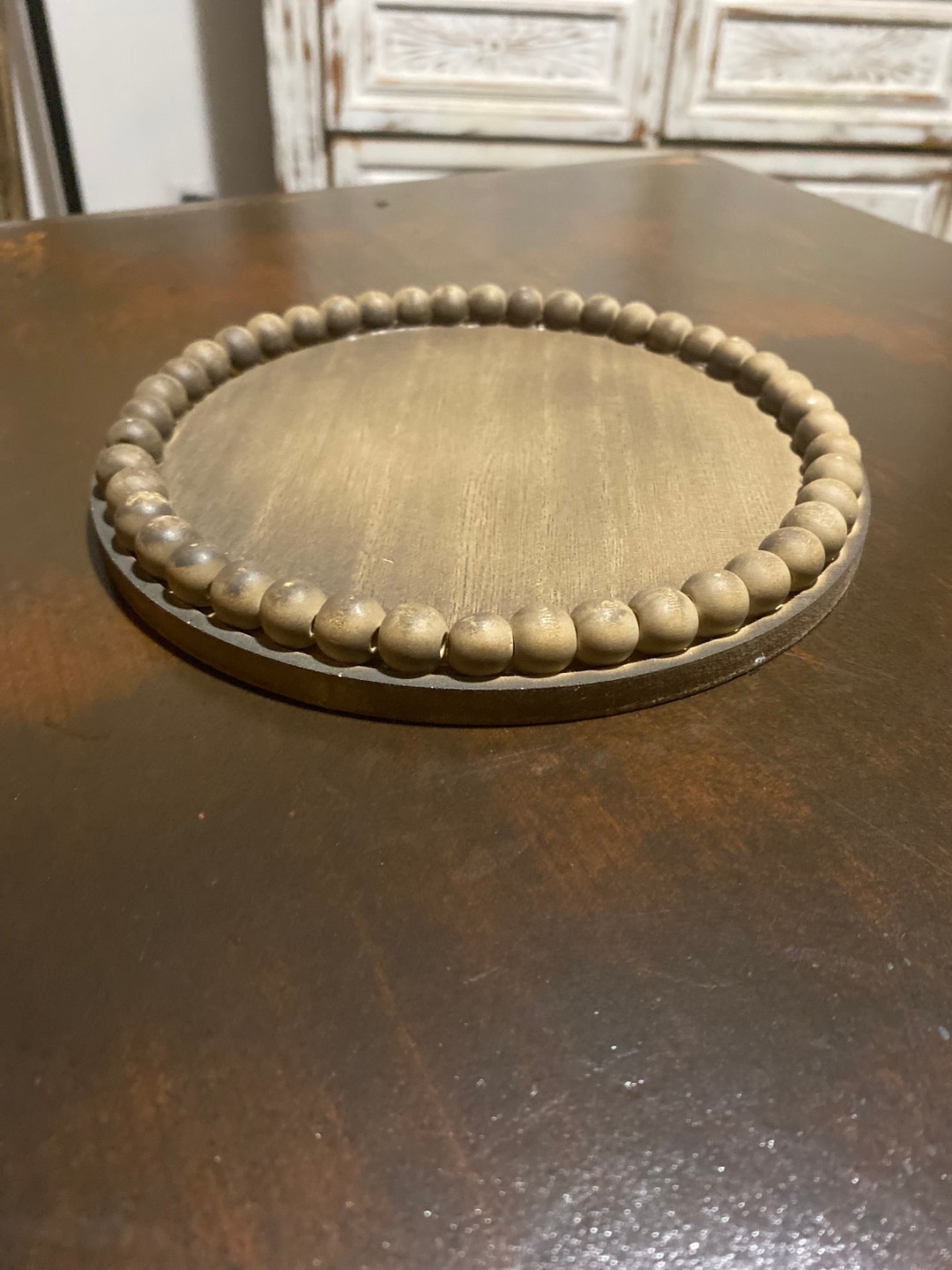 Wooden Beaded Tray, Farmhouse Tray, Rustic Tray, Home Decor, Wood Riser ...