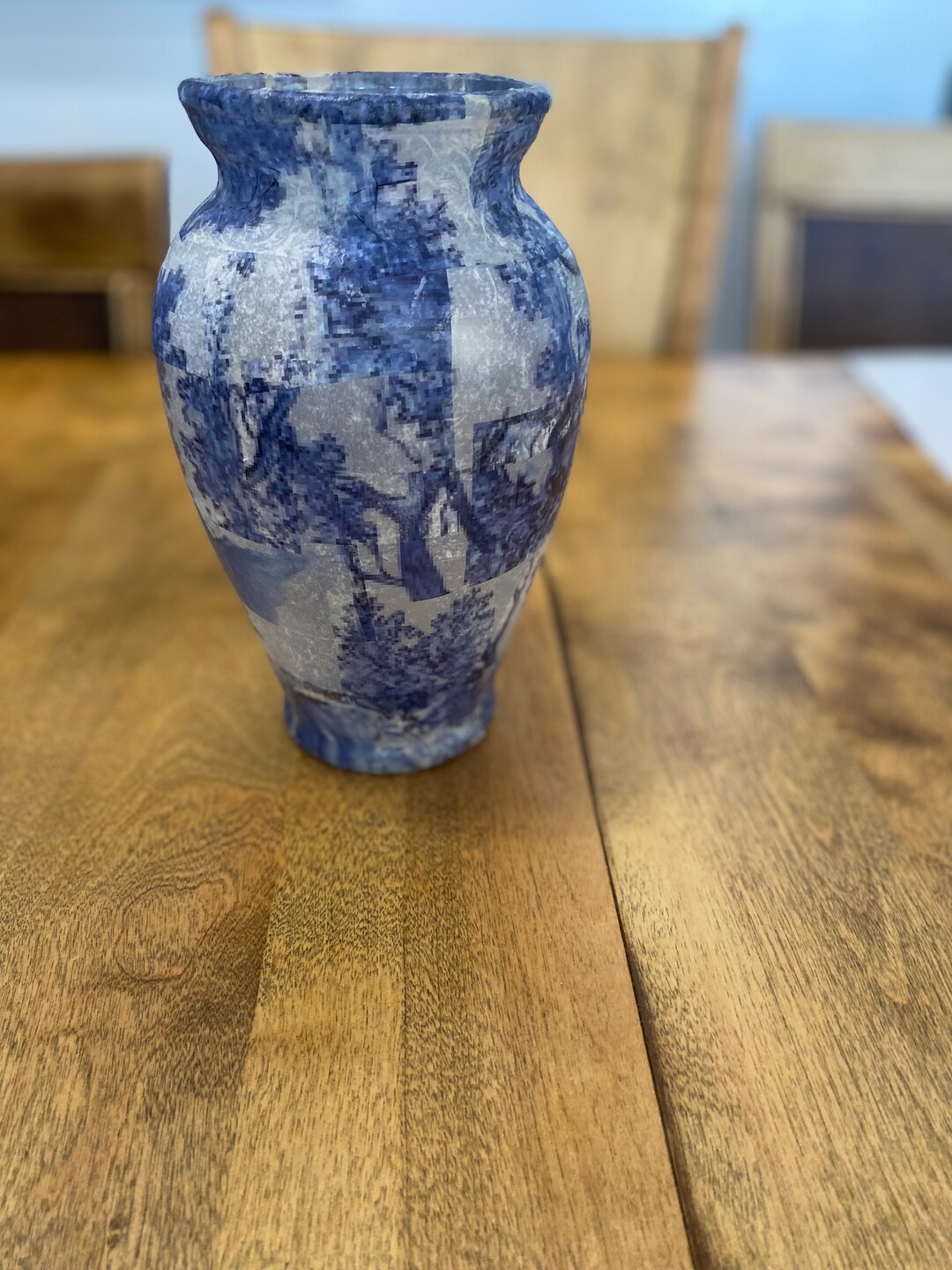 Blue Toile Decoupage Vase | French Country Home Decor - Etsy