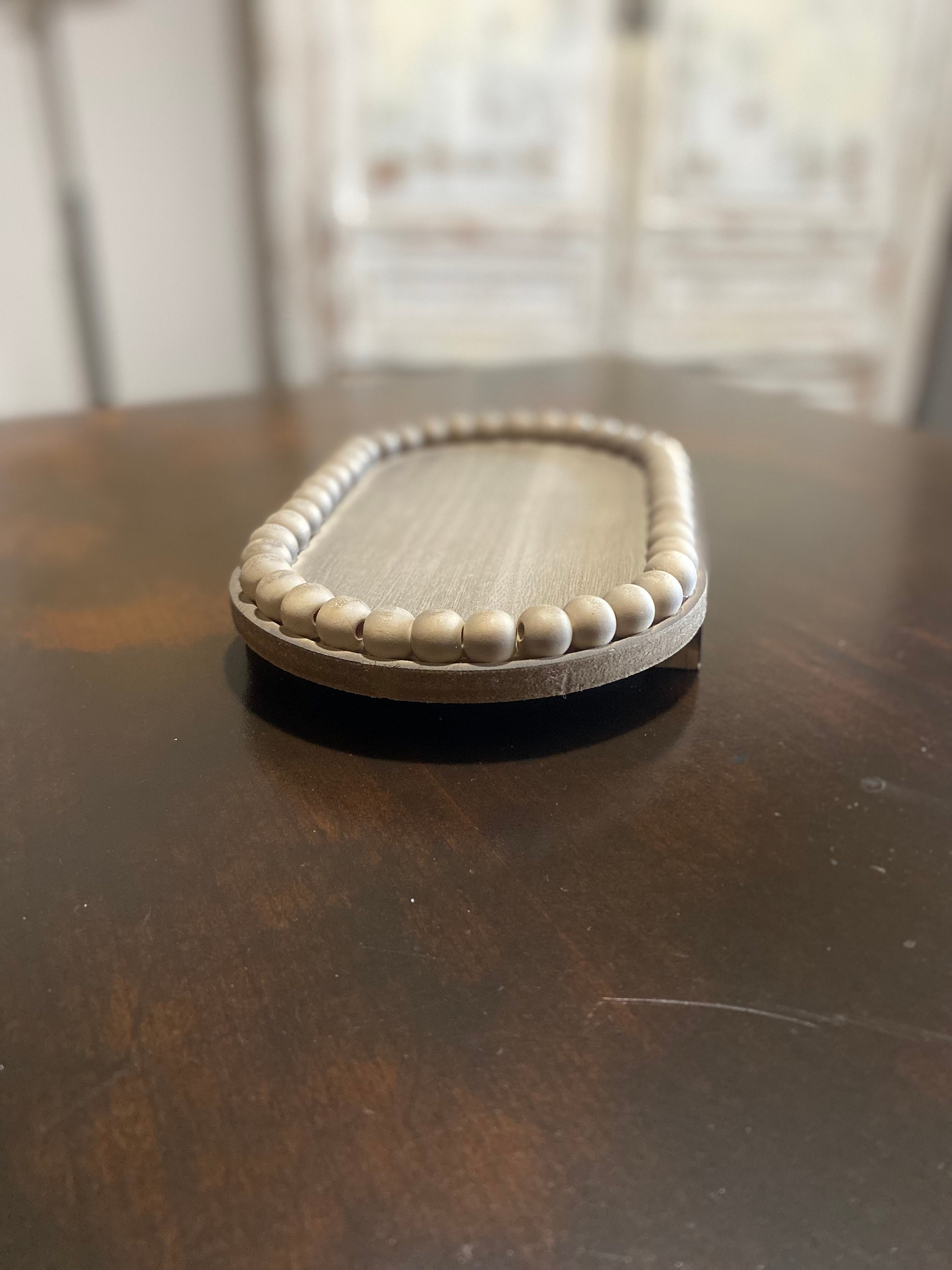Wooden Beaded Tray, Farmhouse Tray, Rustic Tray, Home Decor, Wood Riser ...