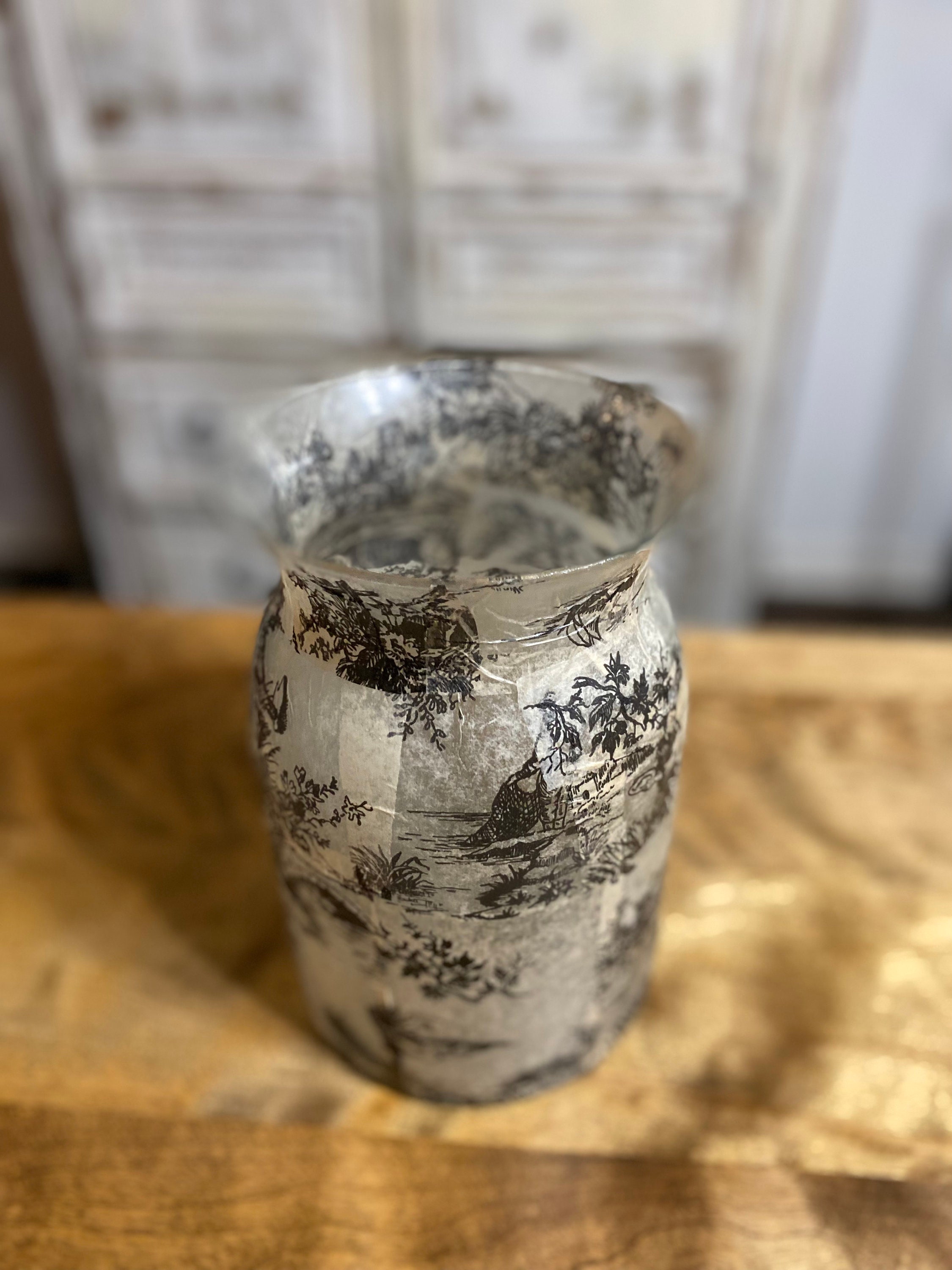 Black Toile Vasefrench Country Vasedecoupage Vasevaseshome - Etsy