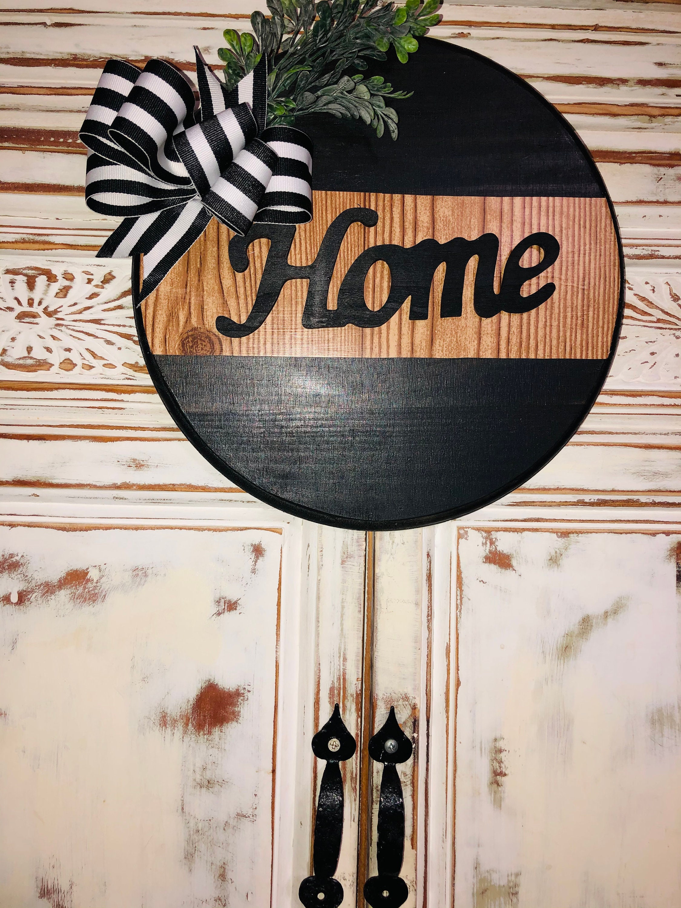 Wooden Home Door Hanger|home Sign|round Door Hanger|front Door|wooden ...