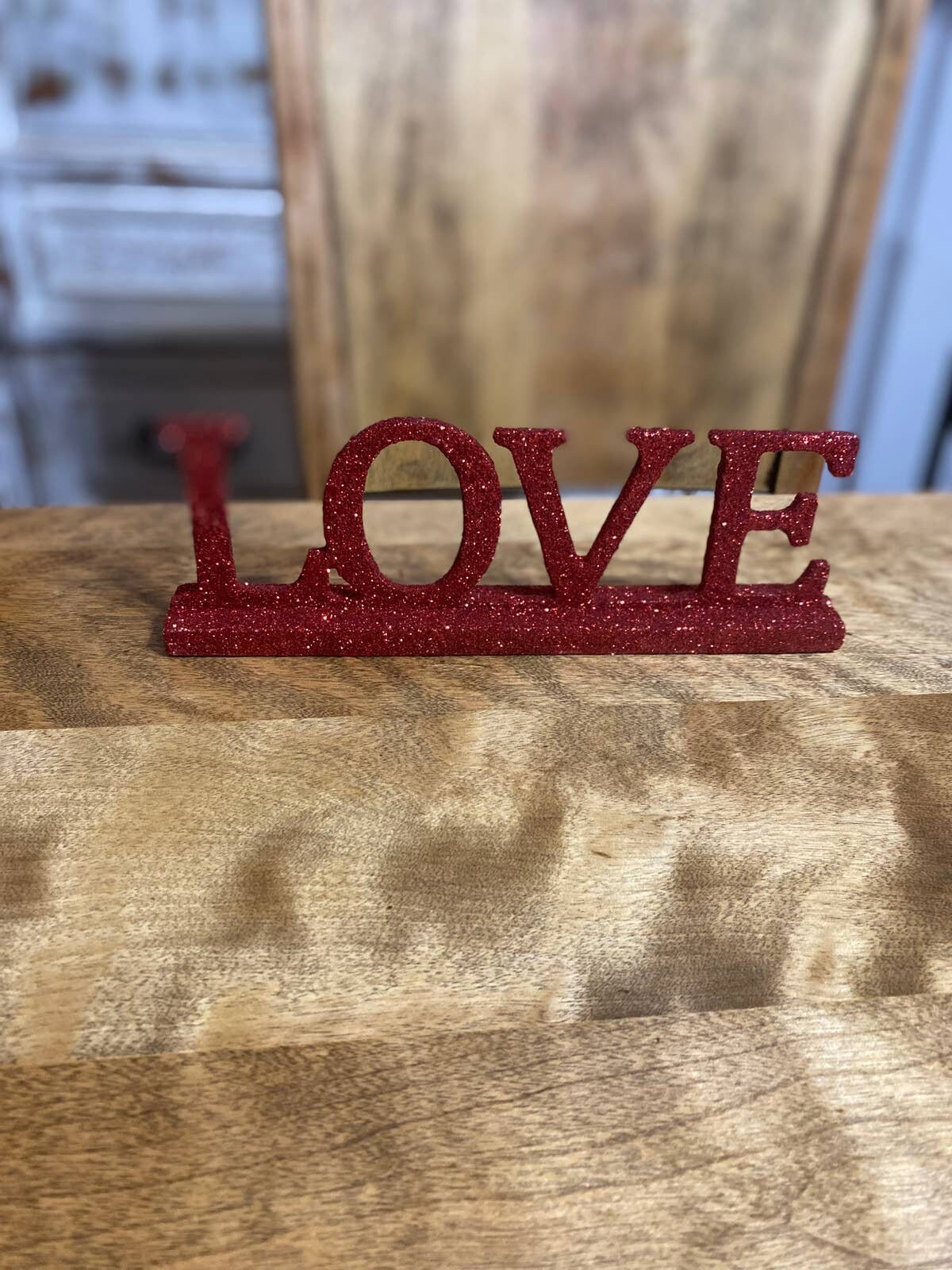 Glitter Love Sign, Red Love Sign, Valentine's Day Decor, Wooden Love ...