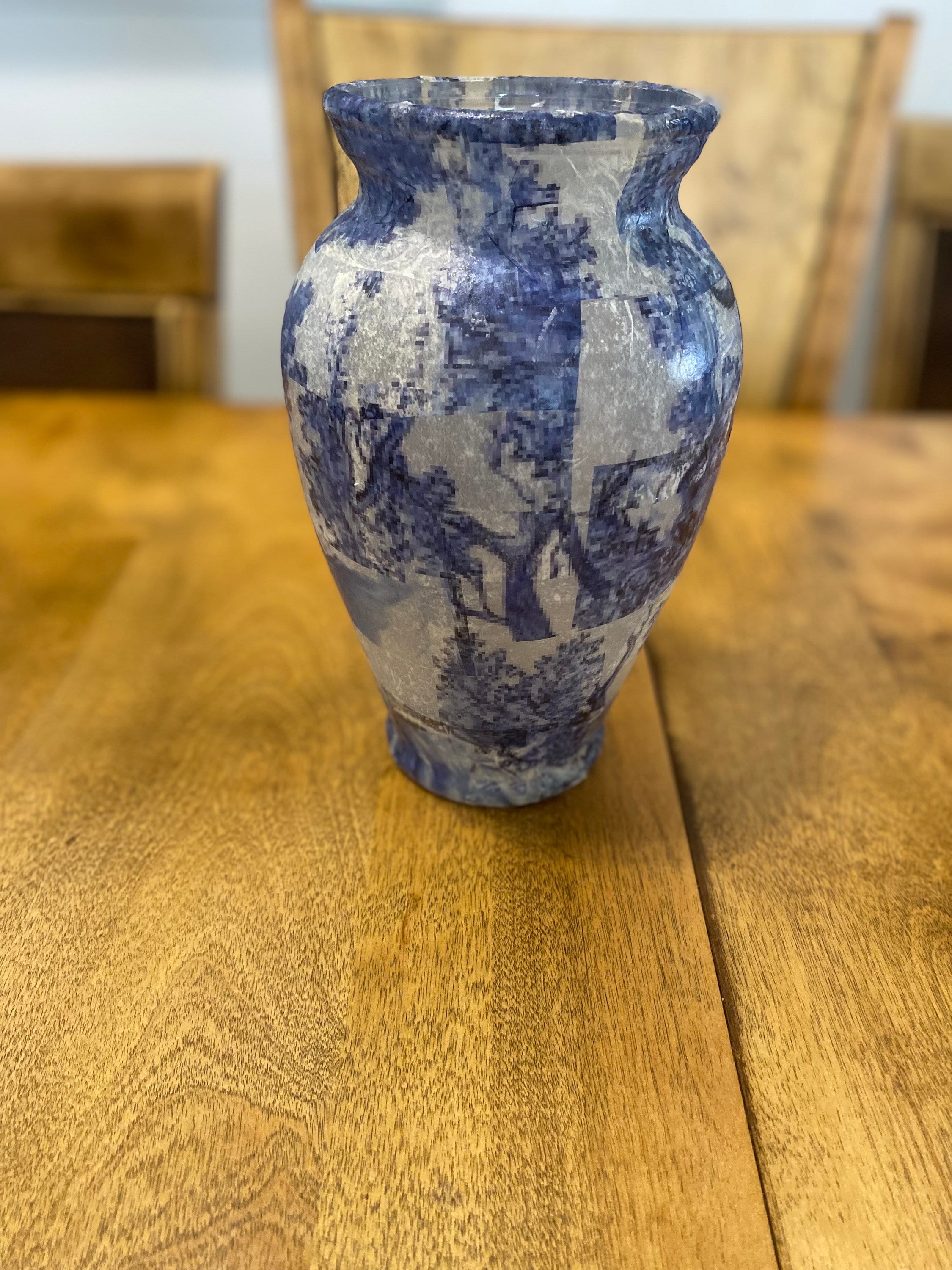 Blue Toile Vase|toile Glass|french Country Vase|decoupage Toile Vase ...