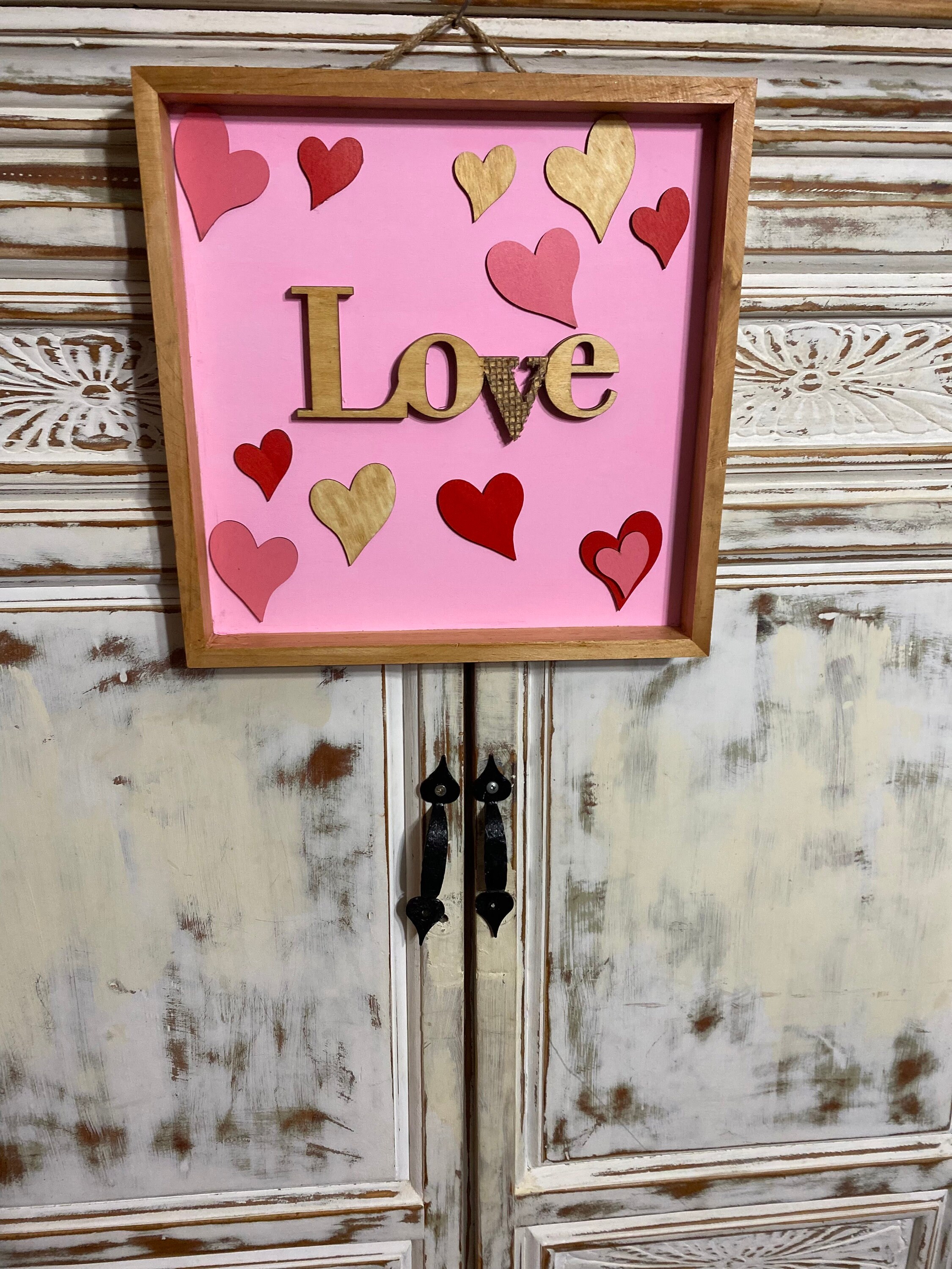 Love Wall Decor|valentine's Day Decor|wall Hanging|wooden Heart|home ...