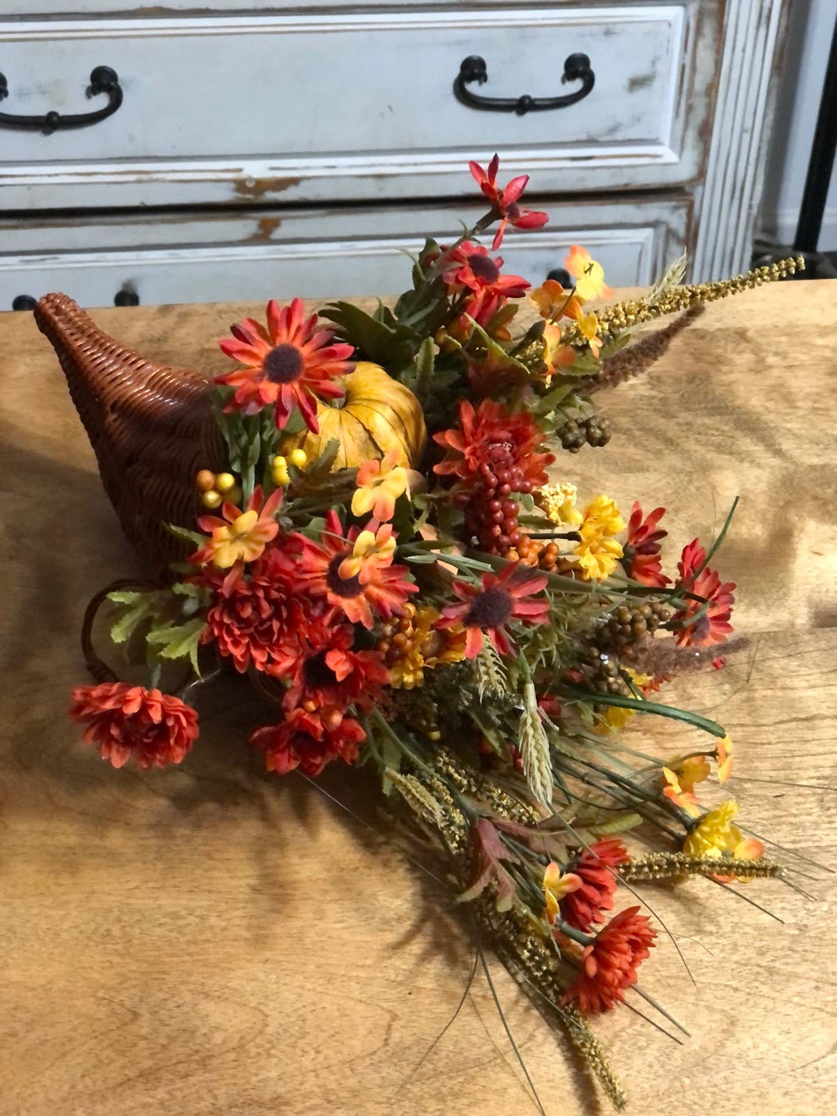 Harvest Cornucopia With Sunflowers, Fall Centerpiece, Thanksgiving ...