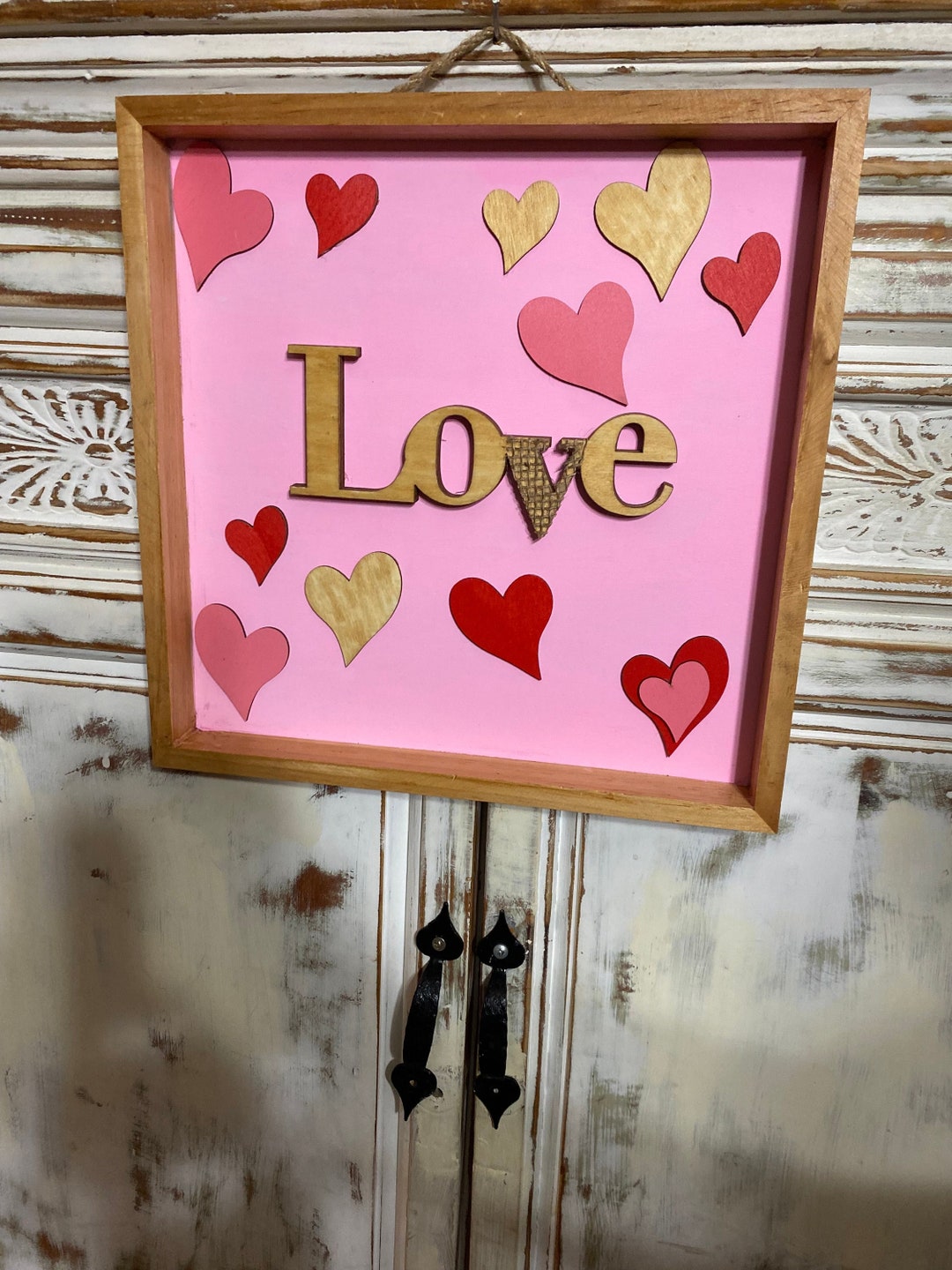 Love Wall Decor|valentine's Day Decor|wall Hanging|wooden Heart|home ...