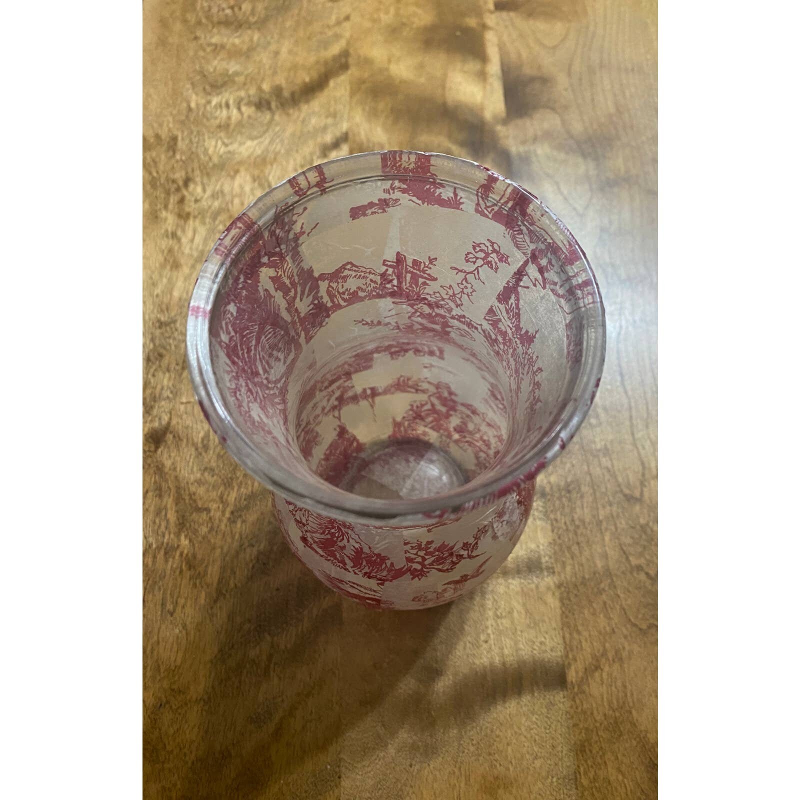 Red Toile Vase, French Country Vase, Decoupage Vase, Vases, Home Decor ...