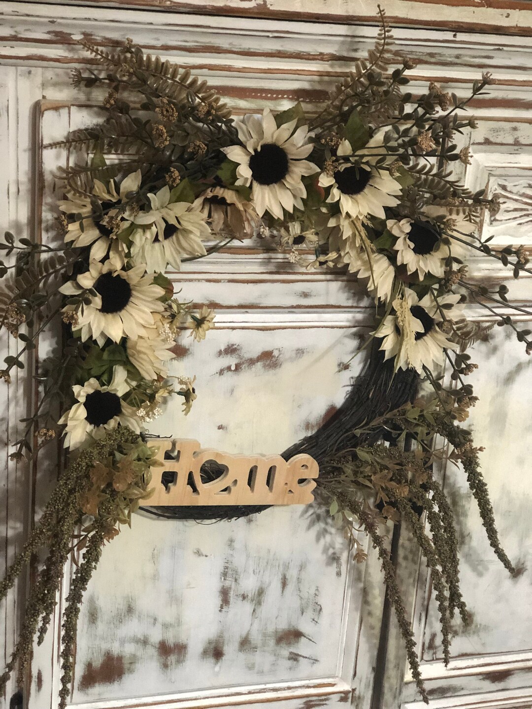 Fall Amaranthus Sunflower Wreath, Sunflower Wreath, Fall Wreath, Door ...
