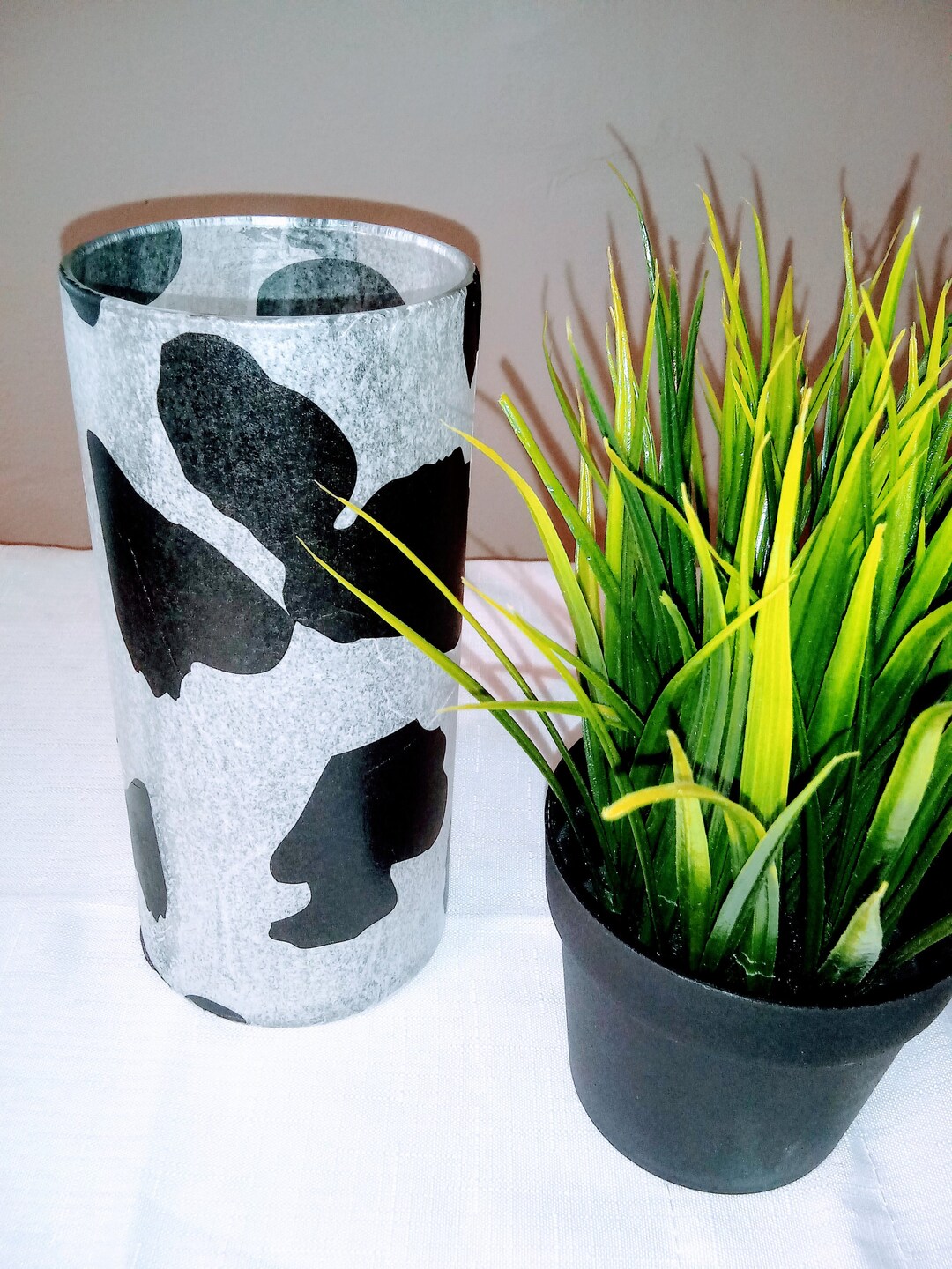 Farmhouse Cow Print Vase|farmhouse Vase|decoupage Cow Print Vase ...