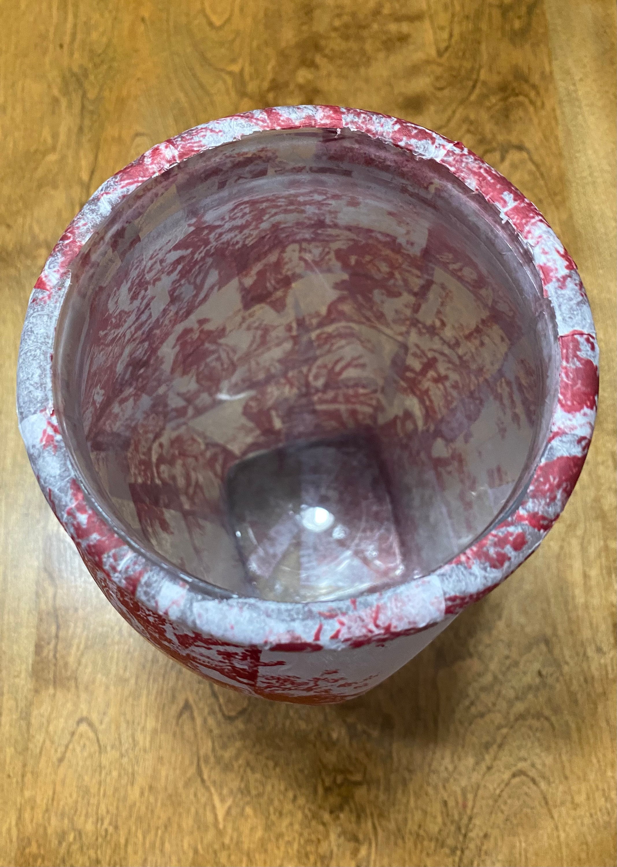 Red Toile Vase, French Country Vase, Decoupage Vase, Vases, Home Decor ...