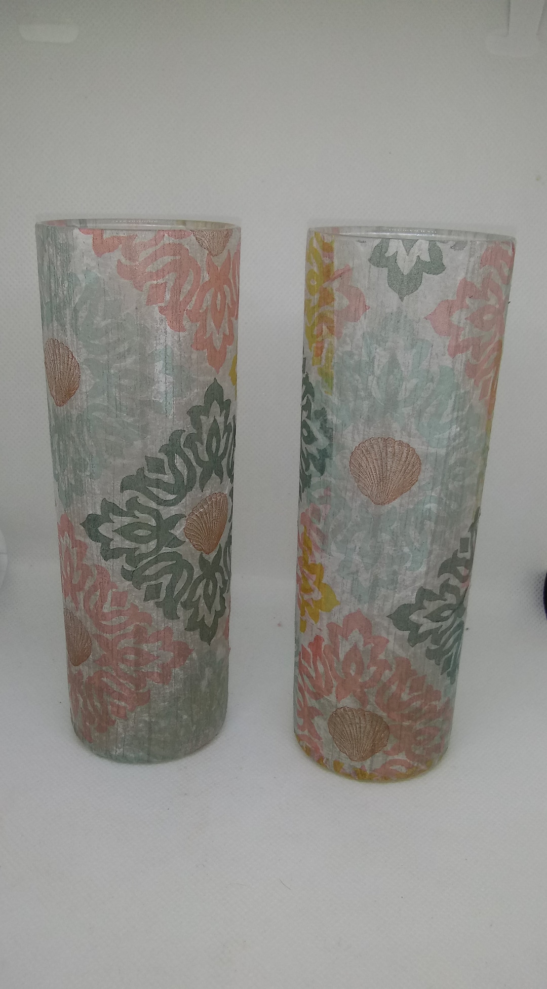 Seashell Vases|coastal Vases|ocean Vase|cylinder Vases|coastal Decor ...