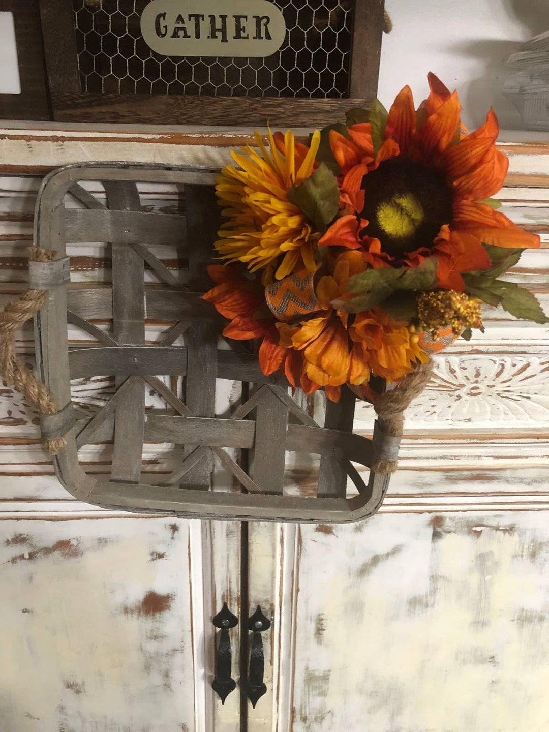 Tobacco Basket Wreath, Fall Wreath, Fall Decor, Home Decor, Home and ...