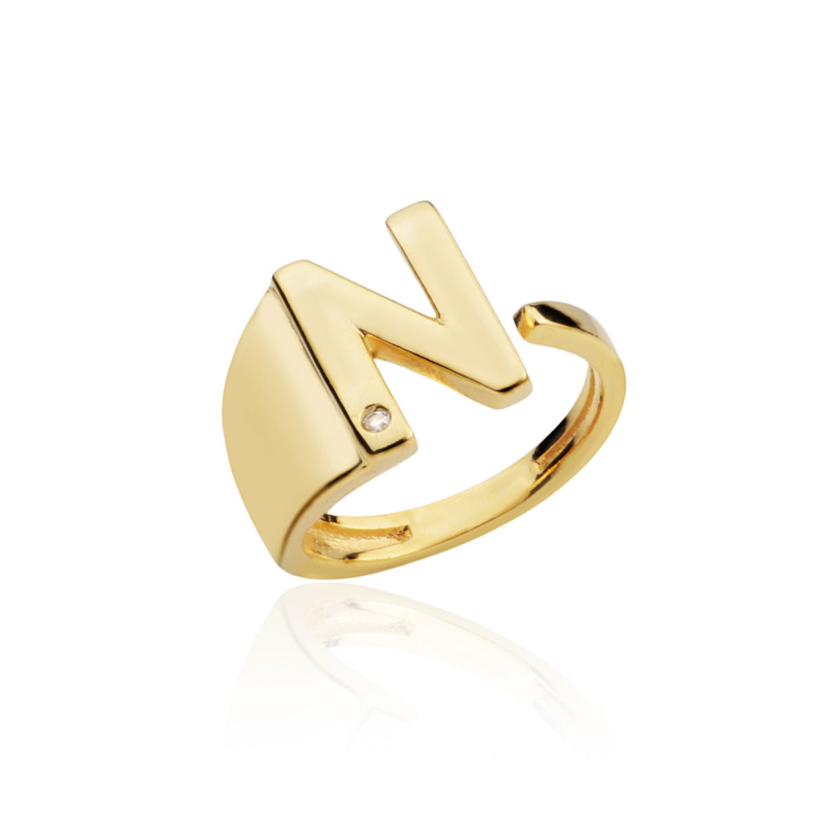 N Letter In Gold Rings