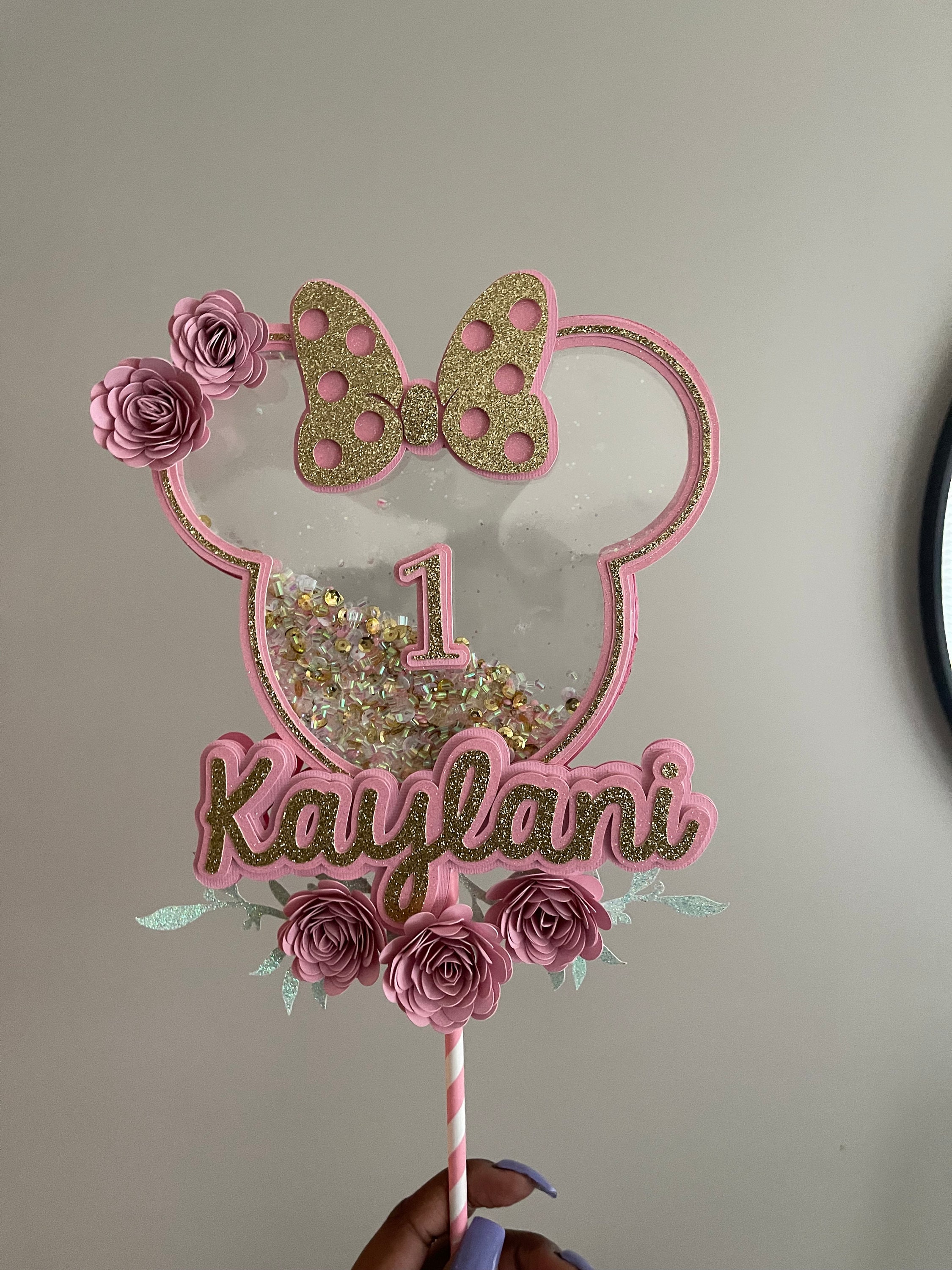 Minnie Mouse 3D Glitter Shaker Cake Topper - Etsy