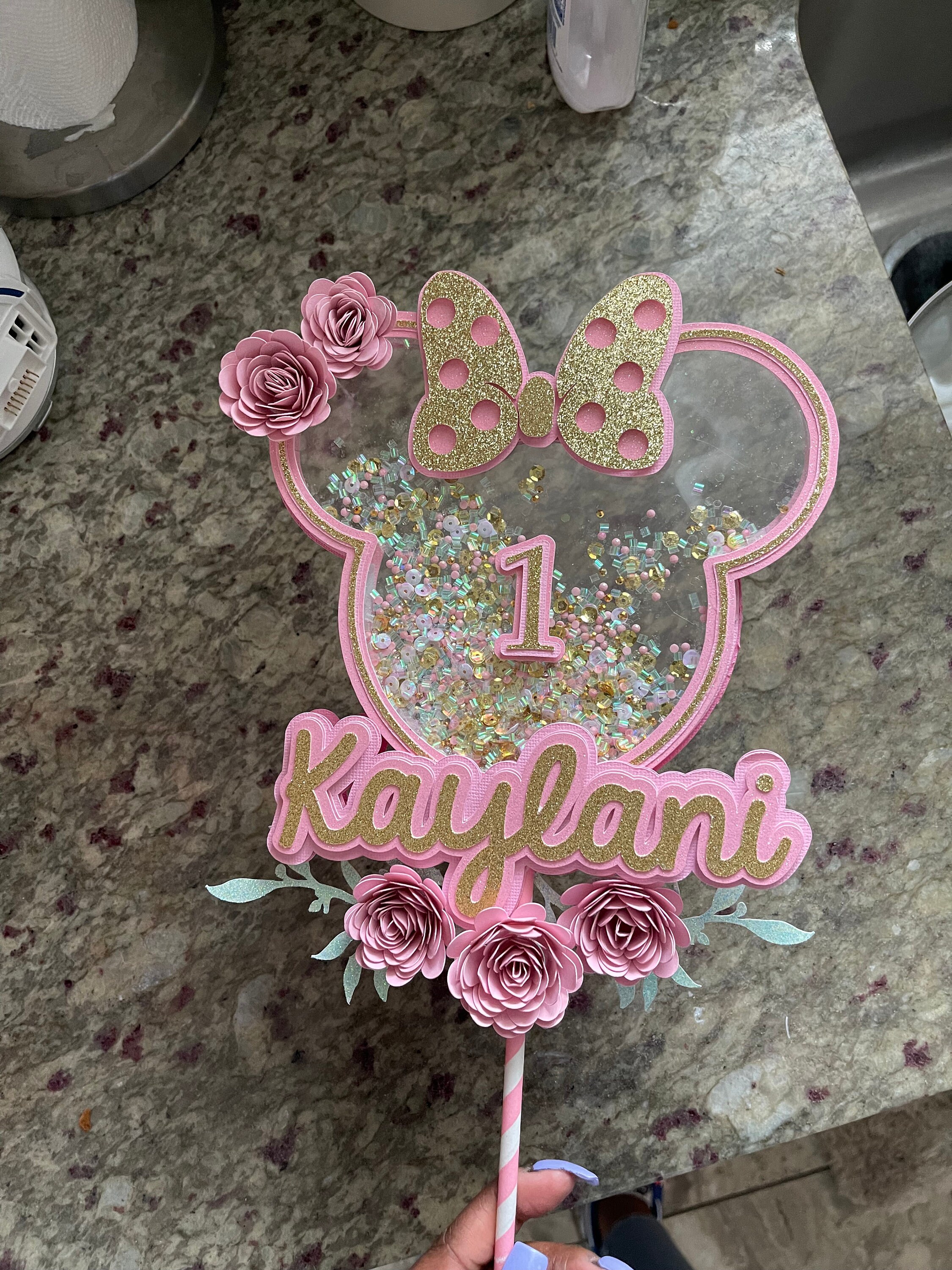 Minnie Mouse 3D Glitter Shaker Cake Topper - Etsy