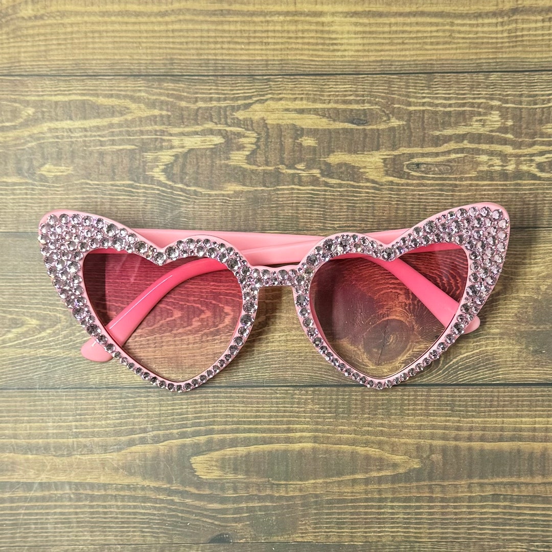 Bedazzled Heart Glasses Pink Rhinestone Valentines Day Gift - Etsy