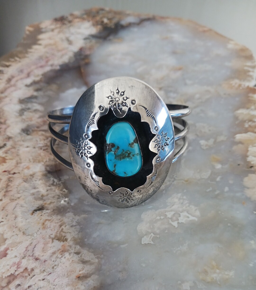 Vintage Navajo Sterling Silver TERESA Stamped Turquoise - Etsy