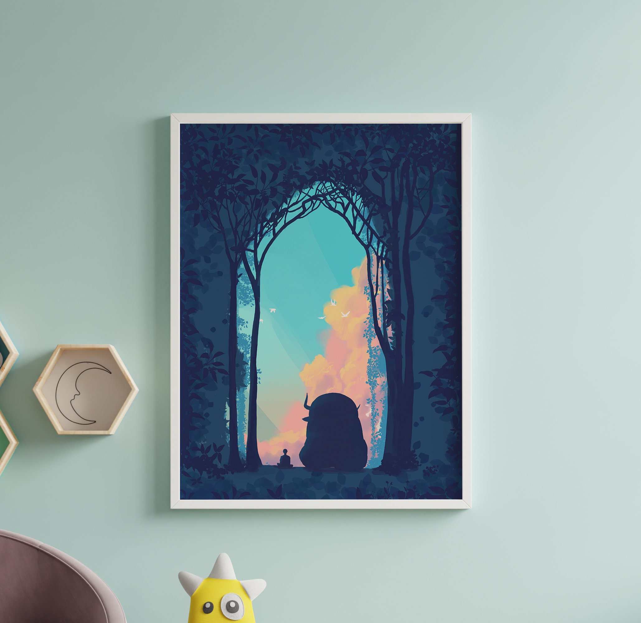 Flying Bison | Appa Anime Wall Art Print | Kawaii Room Aesthetic Decor ...