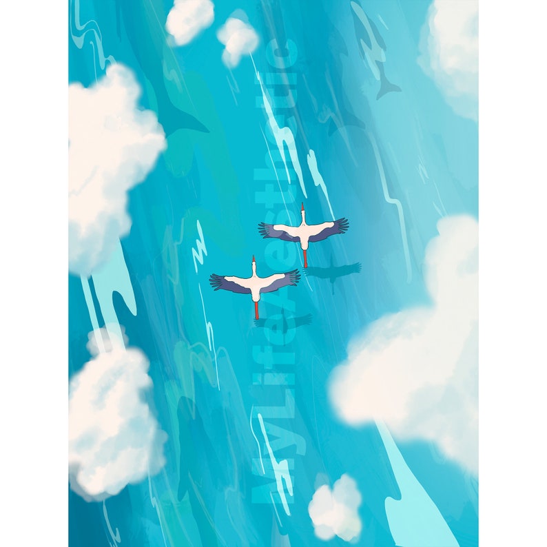 Sea Birds Flying | Anime Sky Ocean Wall Art Decor | Lofi Aesthetic Room ...