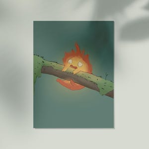 Calcifer Poster Print, Matte Vertical Poster - Japanese Anime Wall Art ...