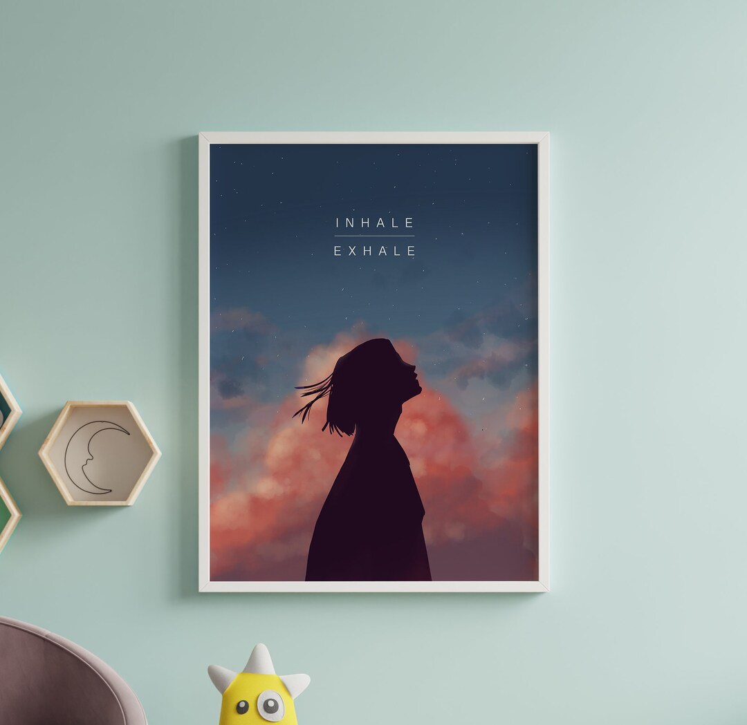 Inhale Exhale Anime Wall Art Print | Inspiration Quote Aesthetic Home ...